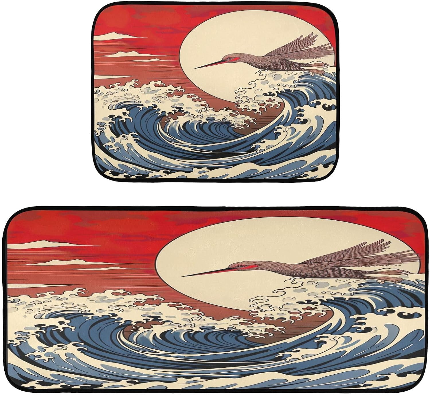 GZHJMY Kitchen Rug Set of 2, Bird Wave Cushioned Anti-Fatigue Kitchen ...