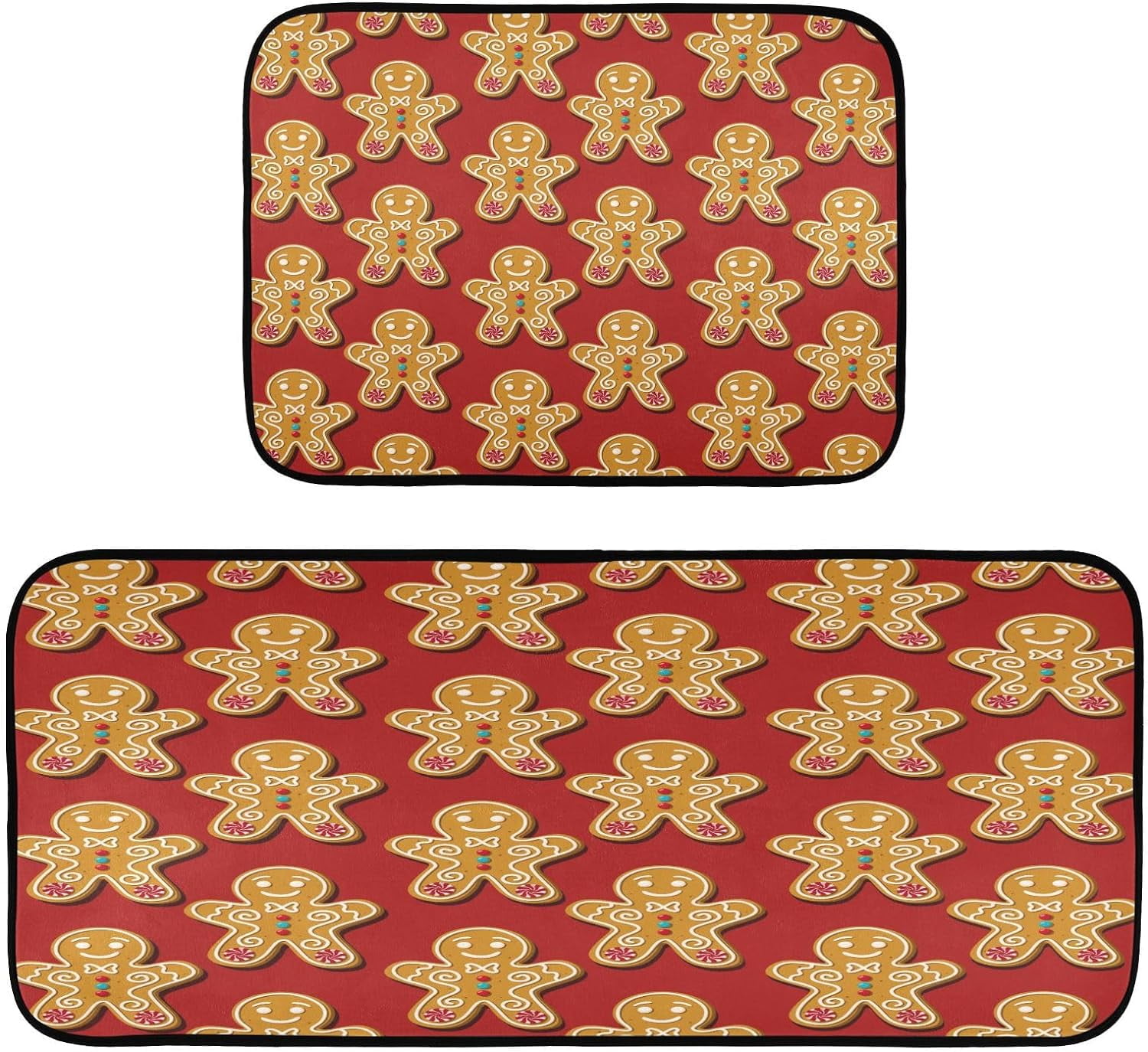 GZHJMY Kitchen Rug Set of 2, Christmas Gingerbread Cushioned Anti ...