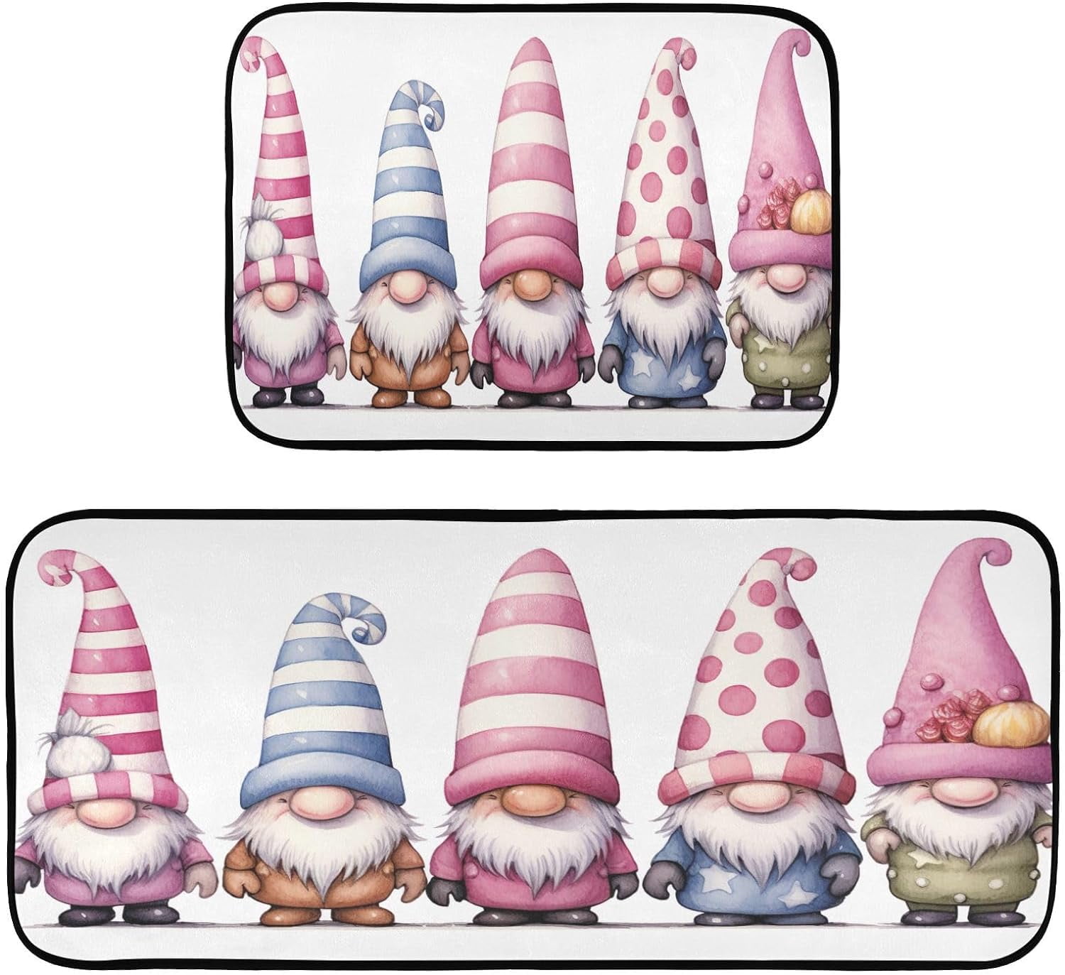 GZHJMY Kitchen Rug Set of 2, Cute Gnomes Cushioned Anti-Fatigue Kitchen ...