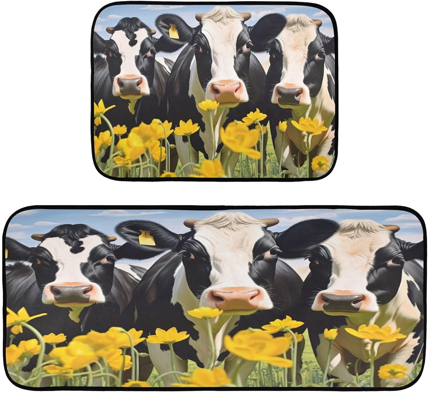 GZHJMY Kitchen Rug Set of 2, Funny Cows Cushioned Anti-Fatigue Kitchen ...
