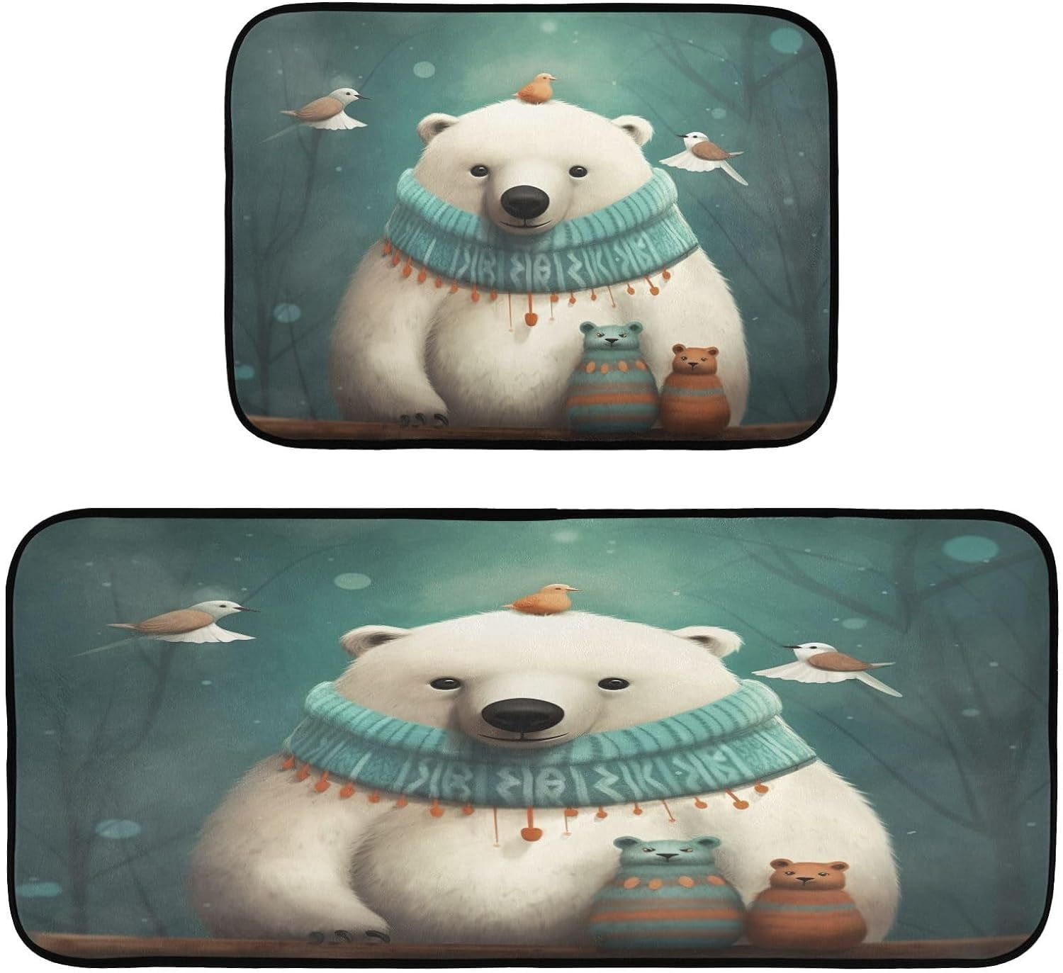GZHJMY Kitchen Rug Set of 2, Polar Bear Cushioned Anti-Fatigue Kitchen ...