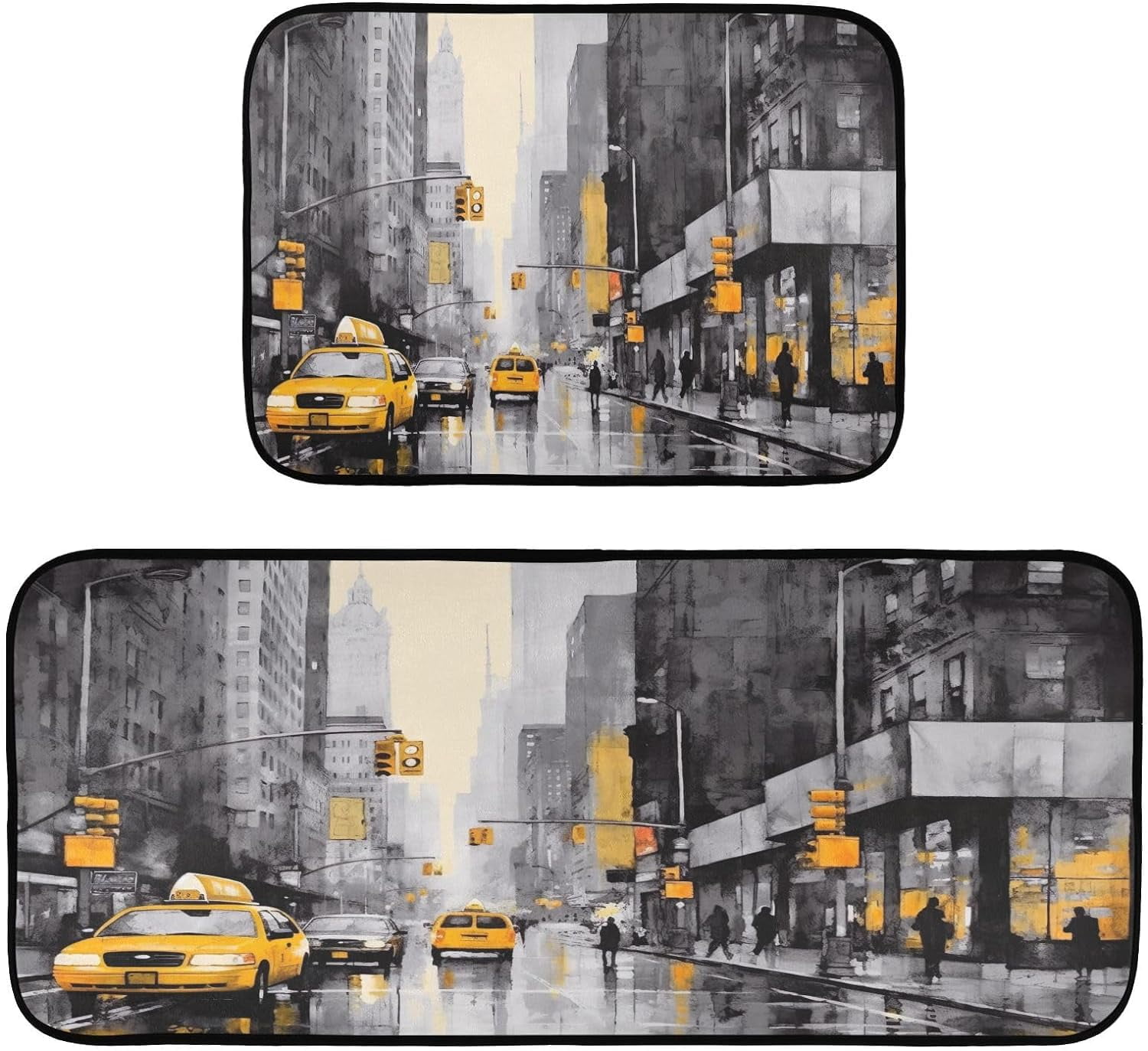 GZHJMY Kitchen Rug Set of 2, Streets of Paris Cushioned Anti-Fatigue ...