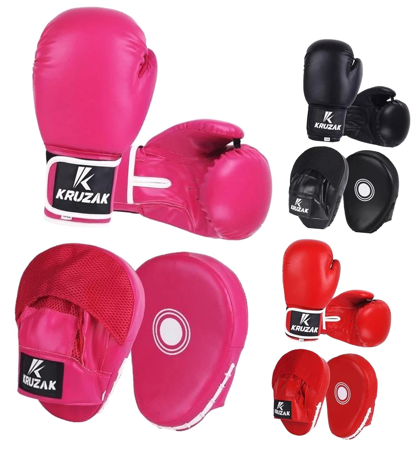 GZHJMY Kruzak Basic Focus Mitts and Boxing Gloves Combo for Kickboxing ...