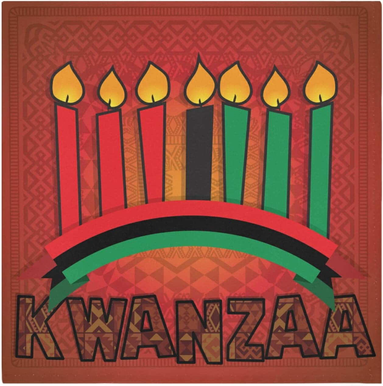 GZHJMY Kwanzaa Cloth Napkin Seven Candles Kitchen Dining Table Decor ...