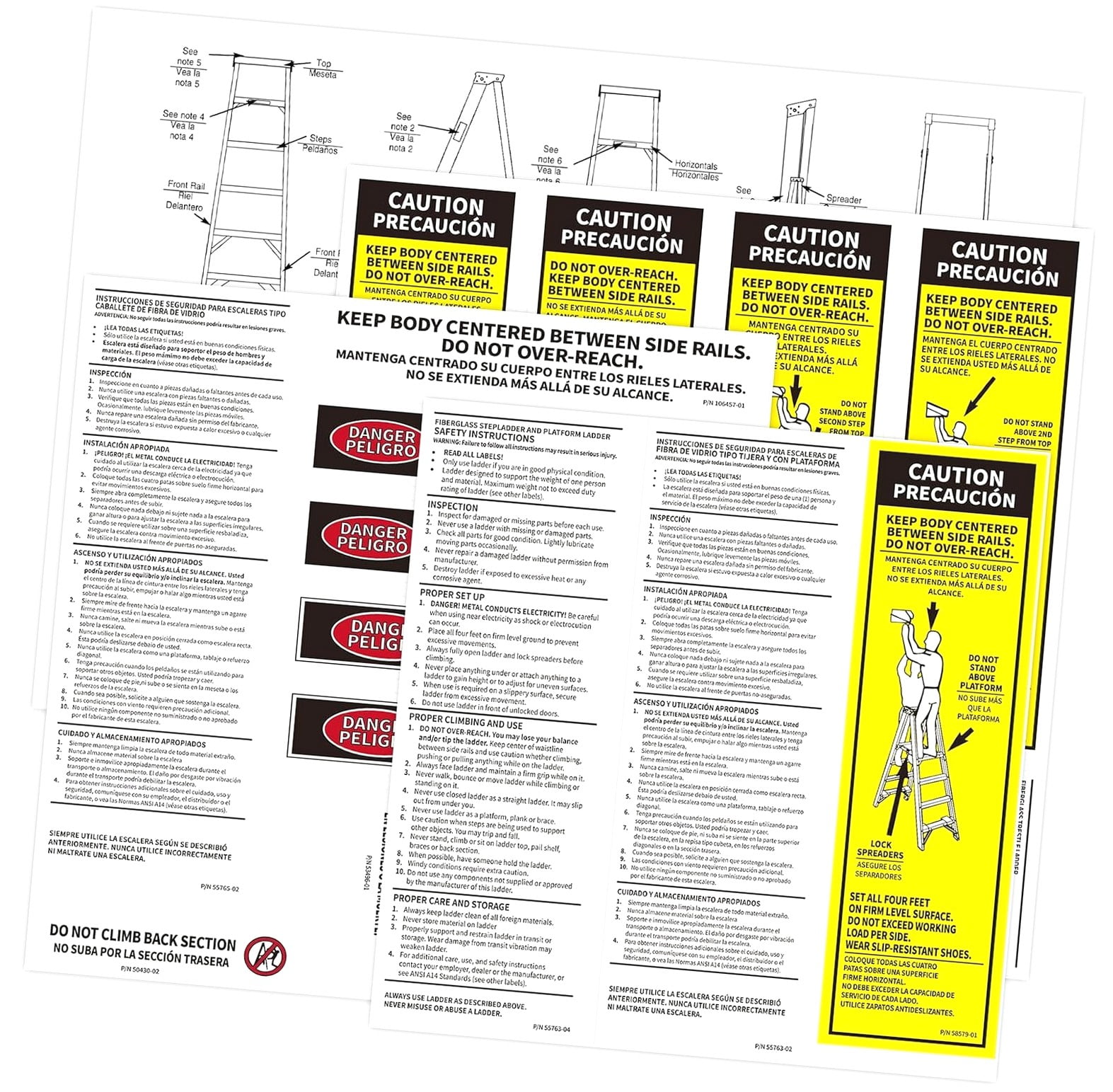 GZHJMY Ladder Stickers with Fiberglass Step Ladder, Extension Ladder ...