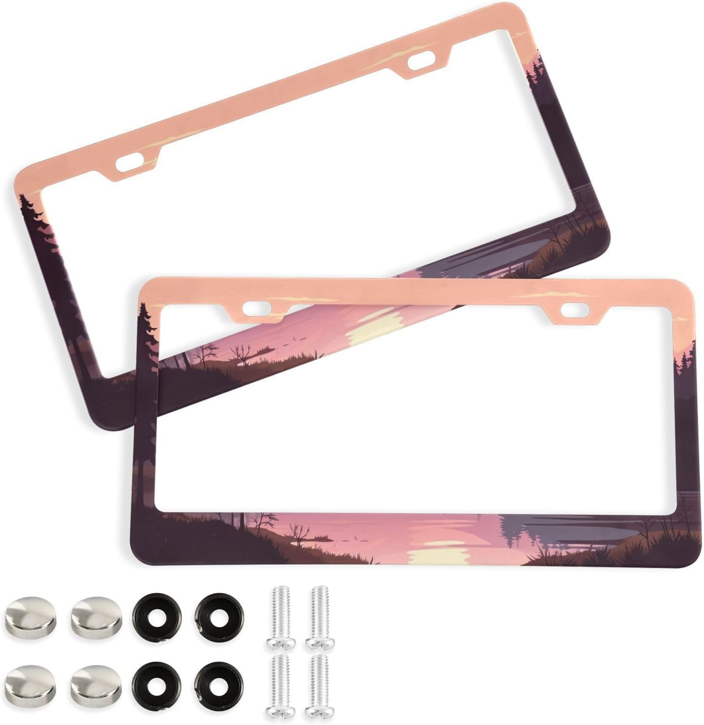 GZHJMY Lake Landscape License Plate Frames 2 Pack Aluminum License ...