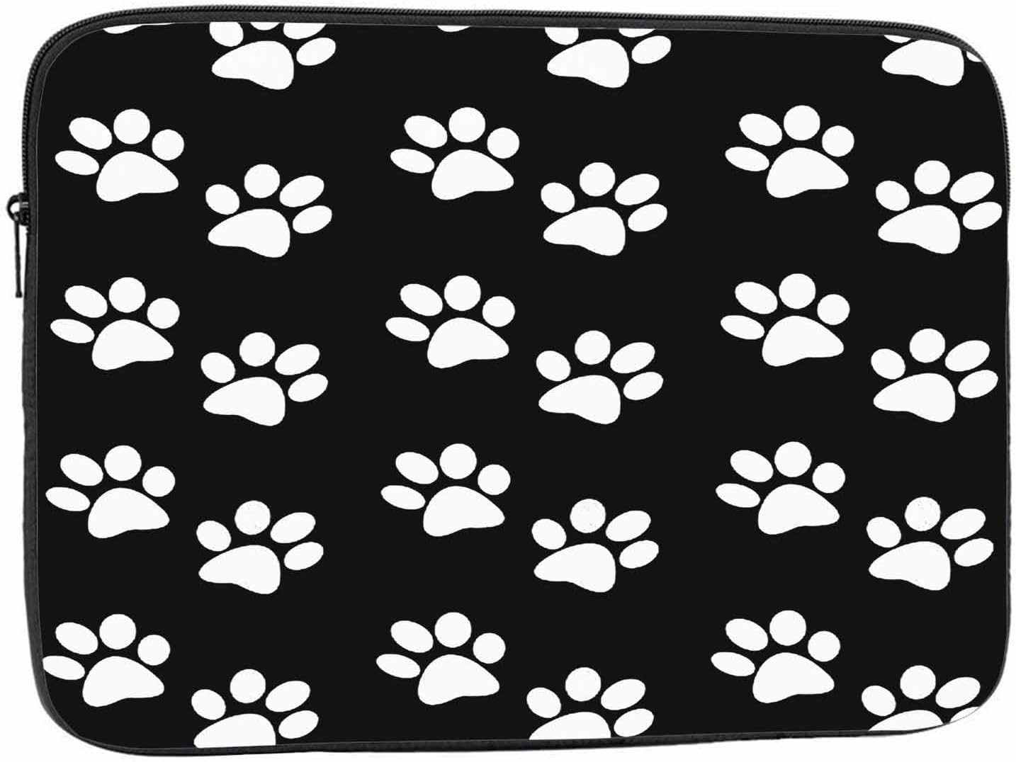 GZHJMY Laptop Sve Bag 15 15.4 15.6 Inch,Dog Paw Print Black and White ...
