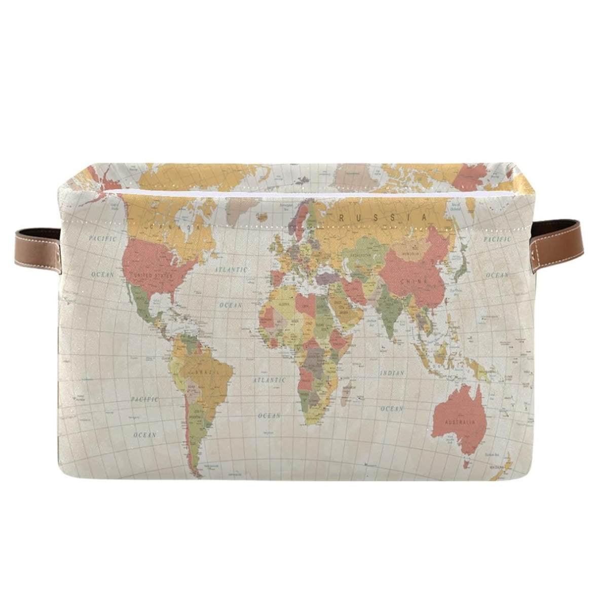 GZHJMY Large Storage Basket,World Map Collapsible Toy Storage Bins ...