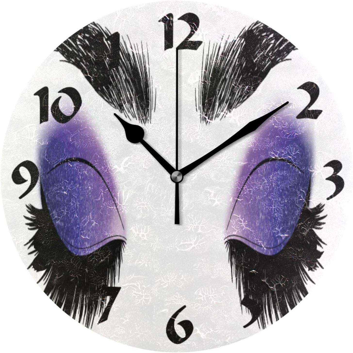 GZHJMY Lashes Makeup Closed Eyes Pattern Round Wall Clock,Silent Non ...