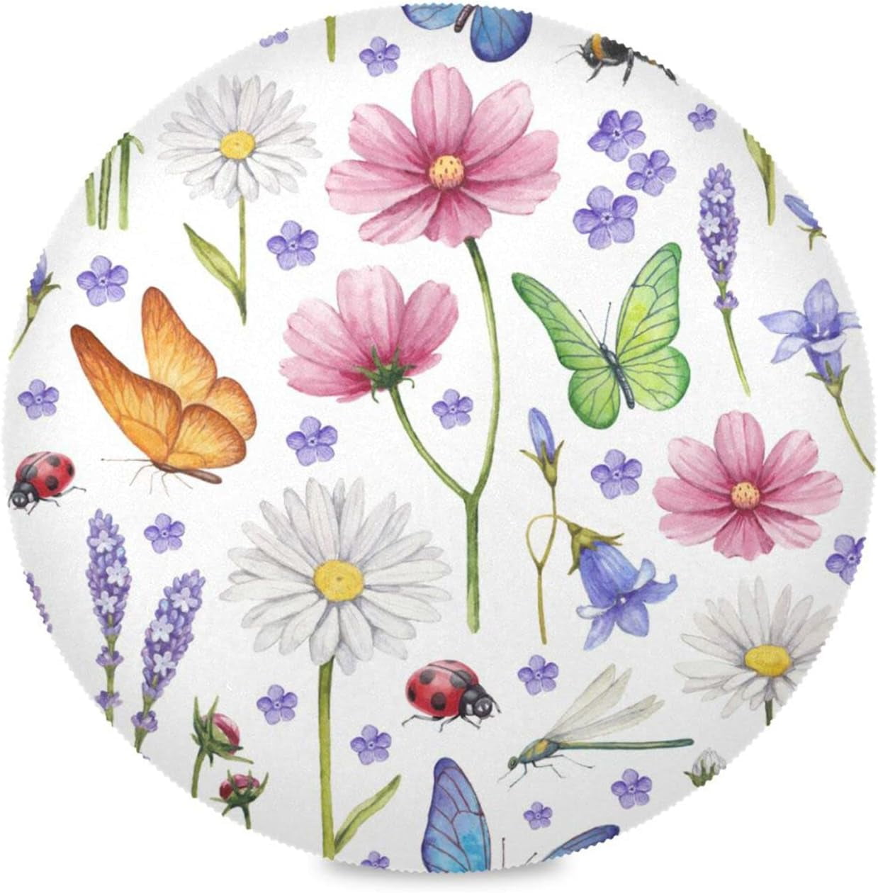 GZHJMY Lavender Botanical 15.4 Inch Round Dinner Placemat, Polyester ...
