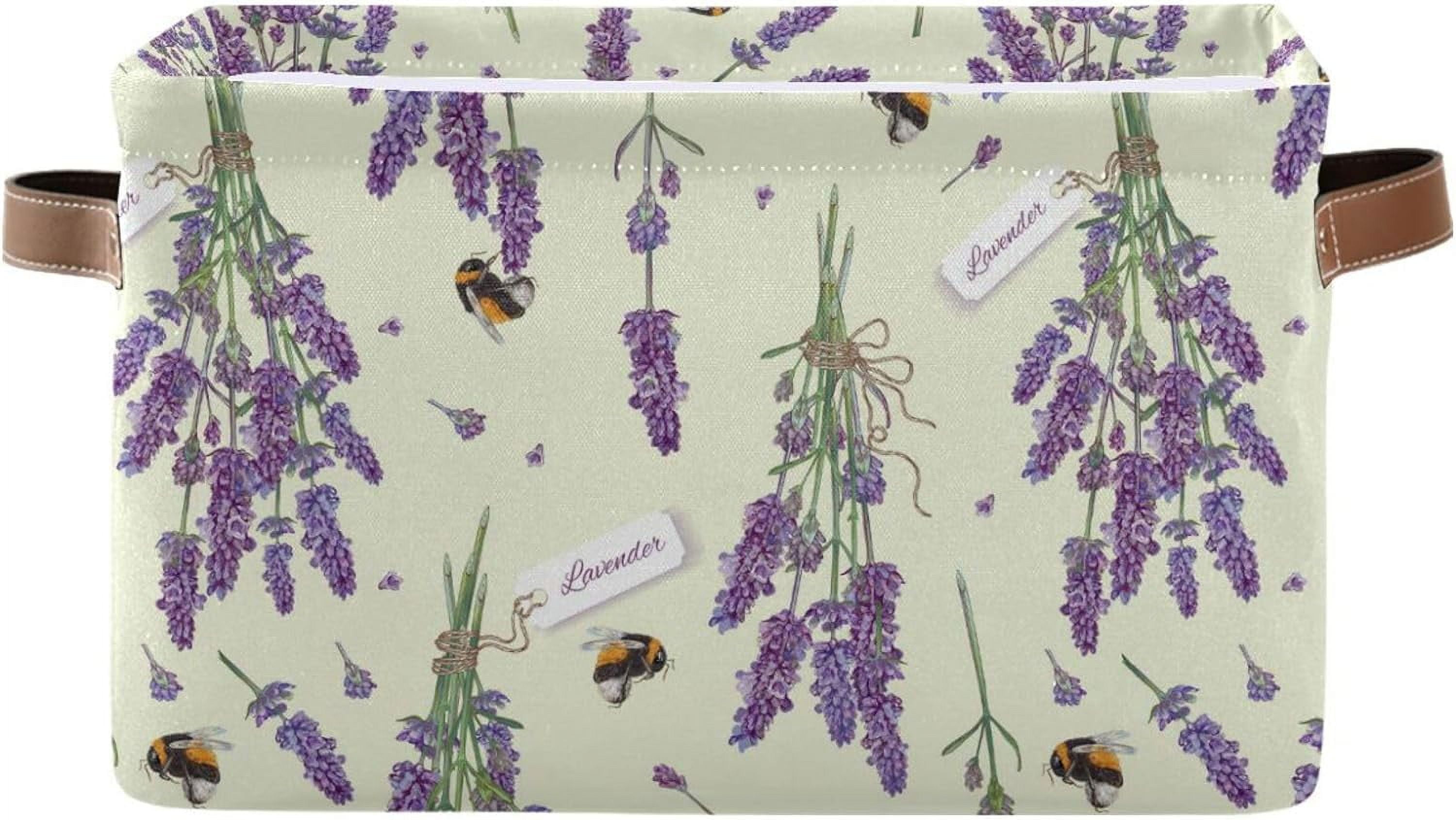 GZHJMY Lavender Botanical Foldable Canvas Storage Bin, Sturdy Fabric ...