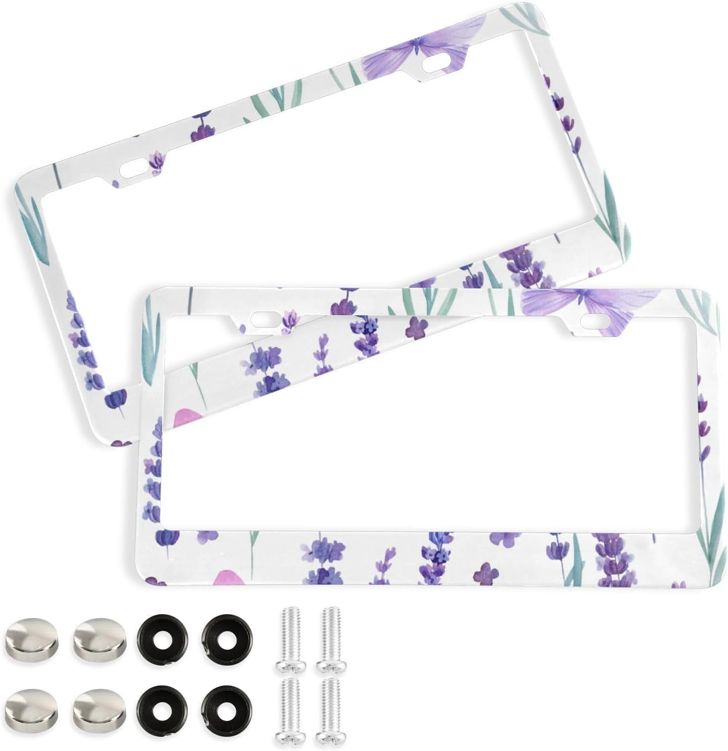 GZHJMY Lavender Butterfly License Plate Frames 2pcs, Waterproof ...