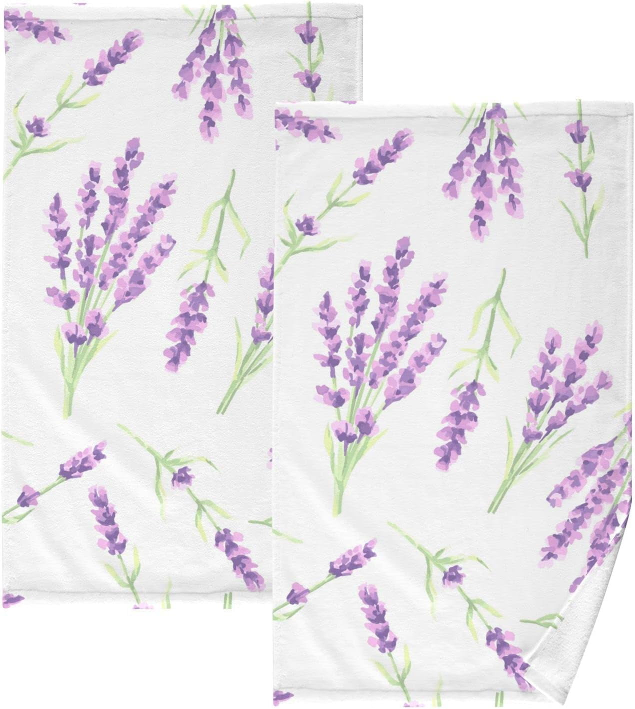 GZHJMY Lavender Flowers (5) Cotton Towels Set 2 Pcs Absorbent Hand ...