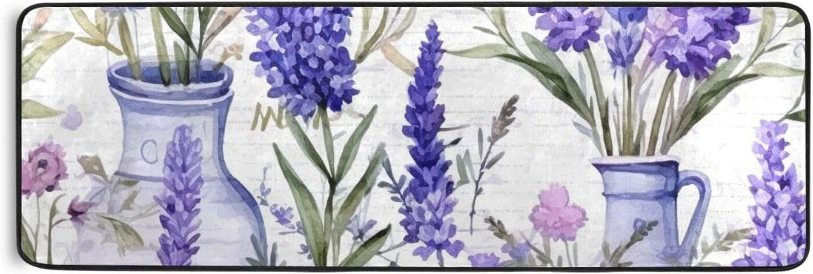 GZHJMY Lavender Flowers Area Rug - 2' x 6' Washable Runner Rugs with ...