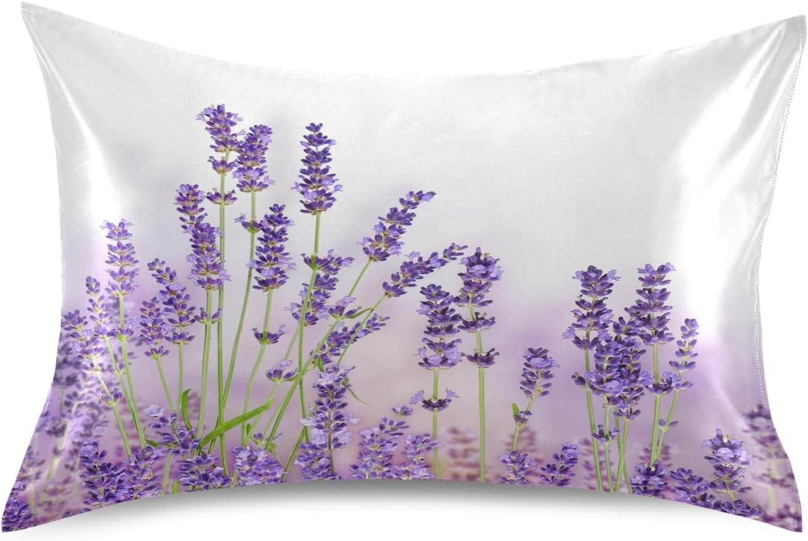 GZHJMY Lavender Flowers Satin Pillowcase for Hair and Skin Silk ...