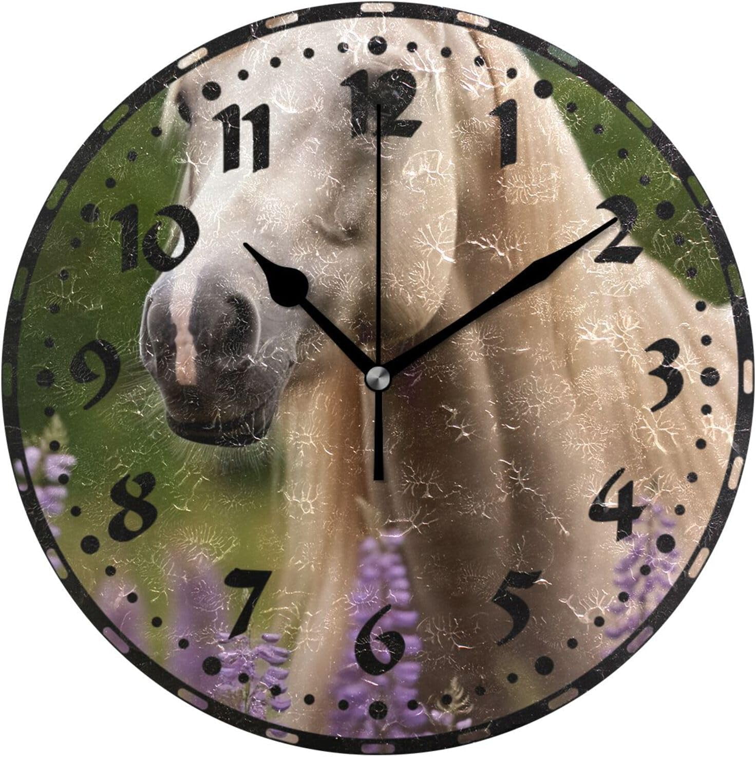 GZHJMY Lavender Horse Wall Clock, PVC Silent Non Ticking 10 Inch ...