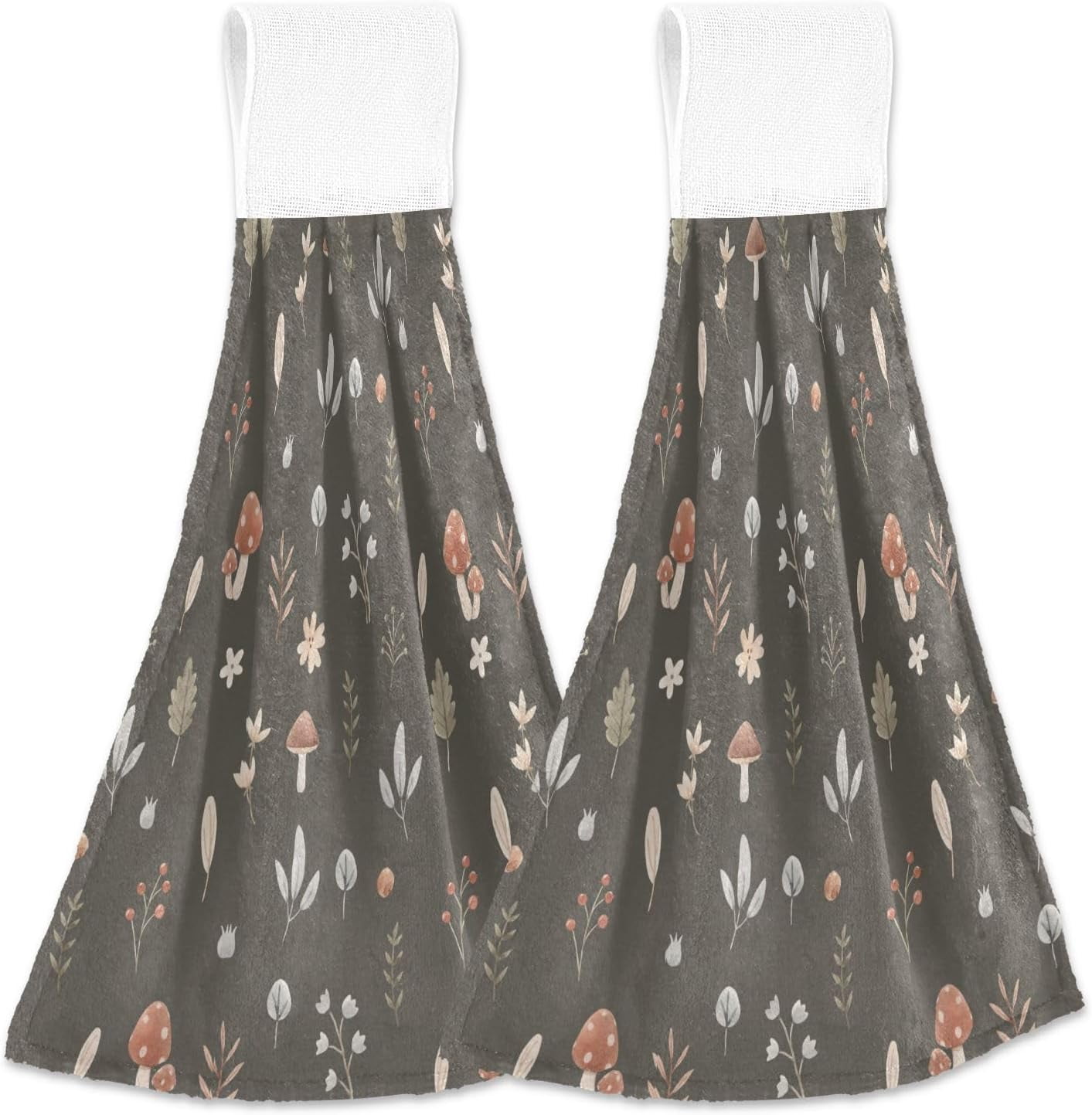 GZHJMY Leaf Mushroom Hanging Tie Towels Set of 2, Soft Absorbent ...