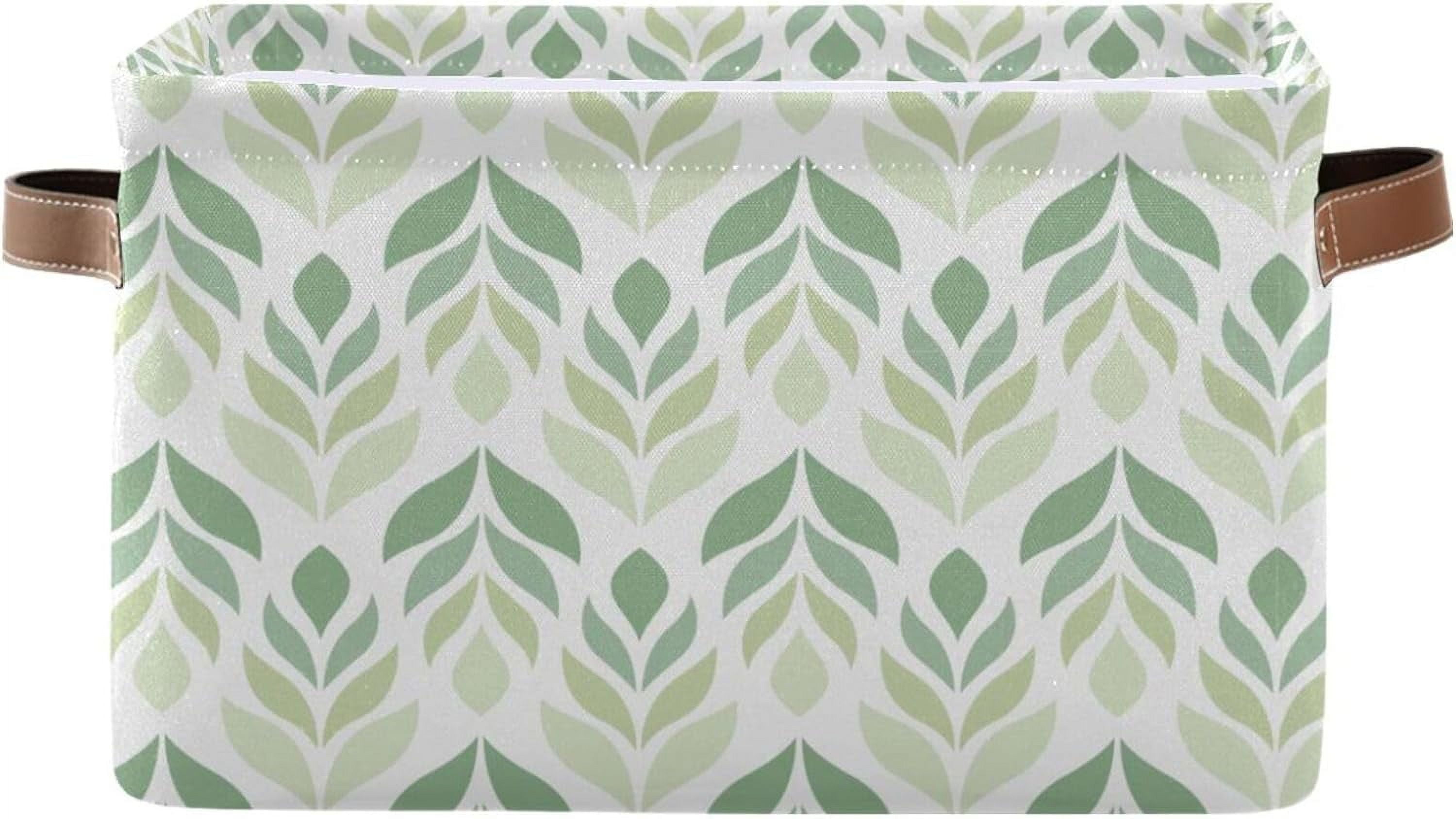 GZHJMY Leaf Print Storage Bins Foldable Canvas Fabric Storage Basket ...