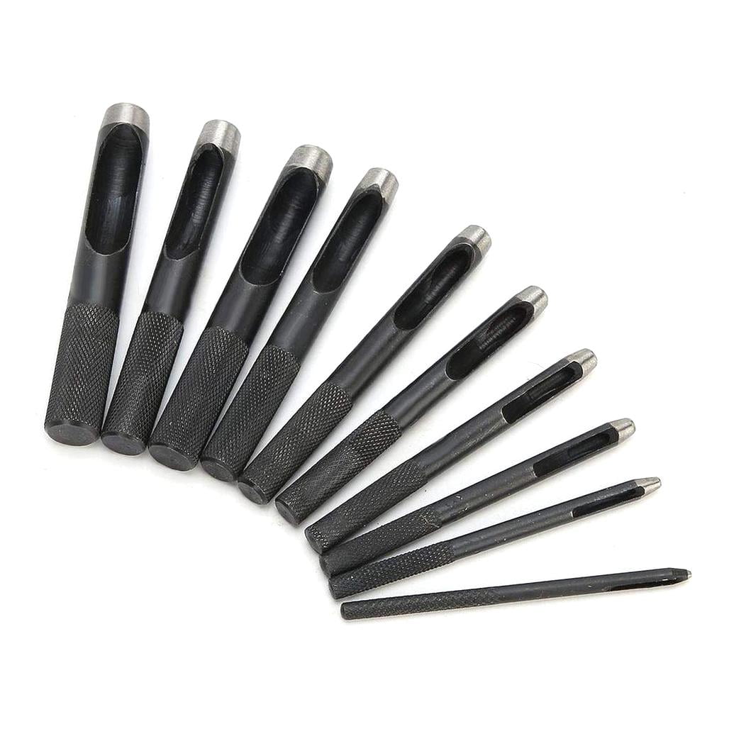 GZHJMY Leather Punching Tool Set, 10-Piece 1mm-10mm Round Hollow Hole ...