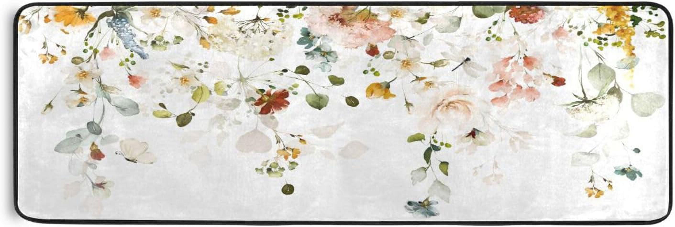 GZHJMY Leaves and Branches Area Rug - 2' x 6' Washable Runner Rugs with ...