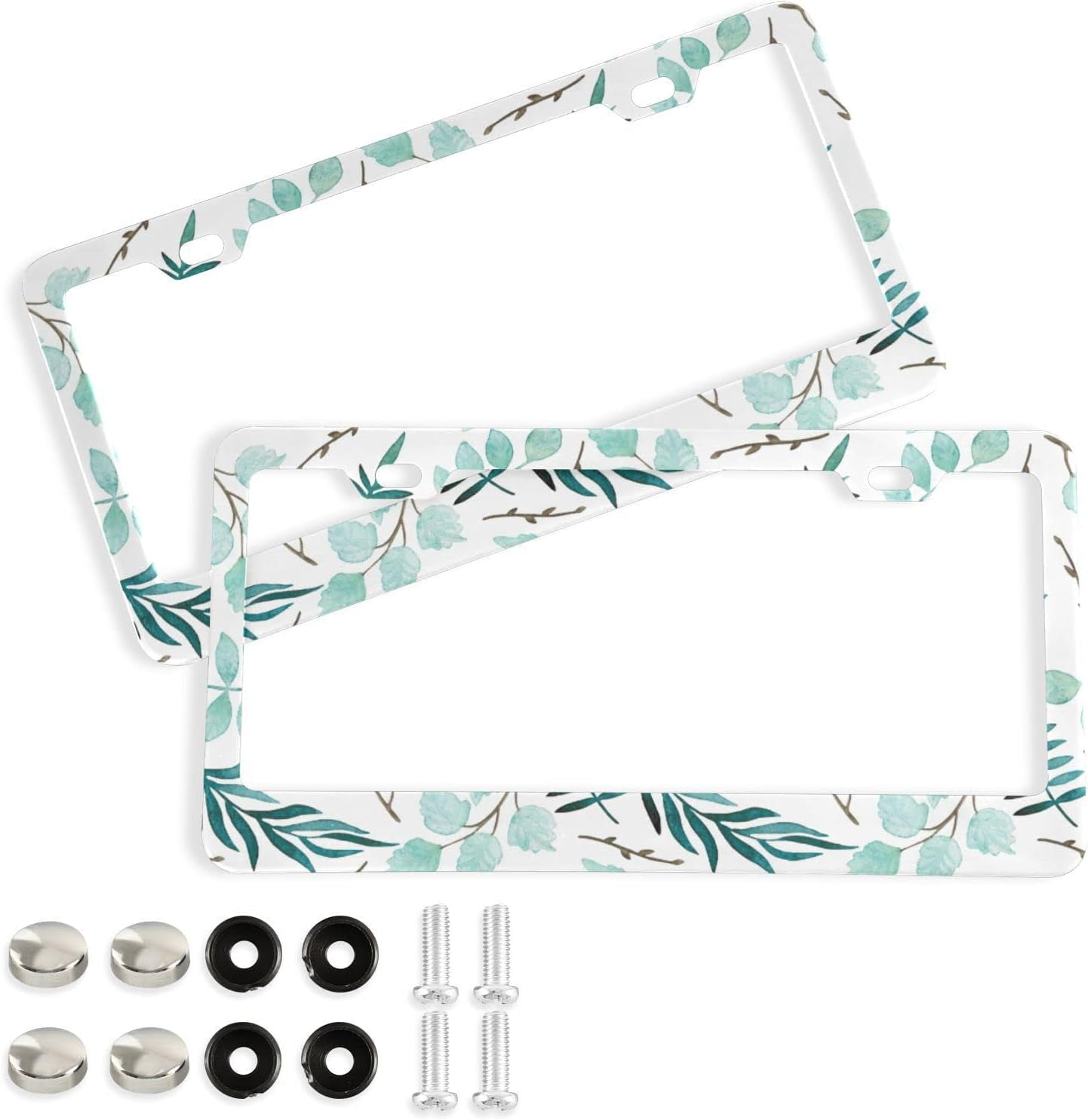GZHJMY Leaves Branches License Plate Frames 2pcs, Aluminum Universal ...