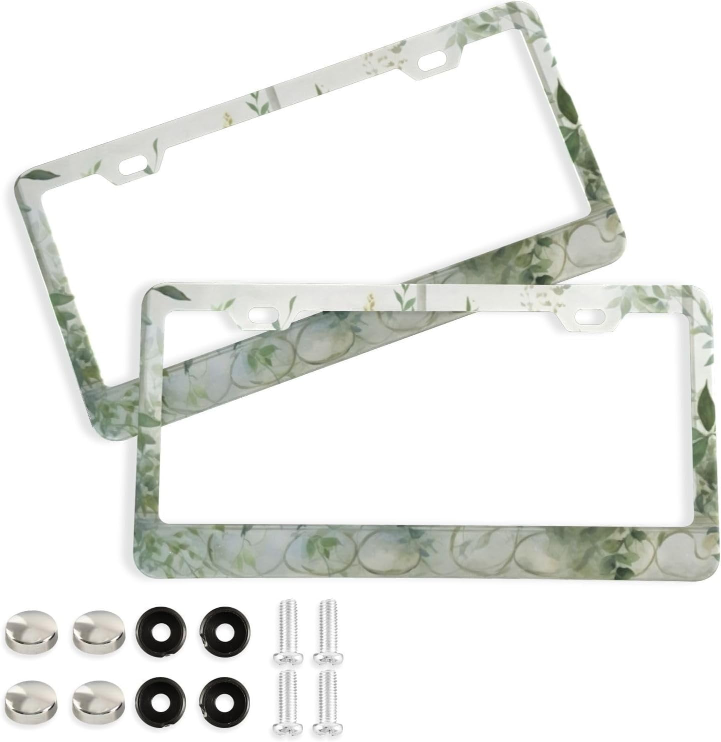 GZHJMY Leaves Green License Plate Frames 2 Pack Aluminum License Plate ...