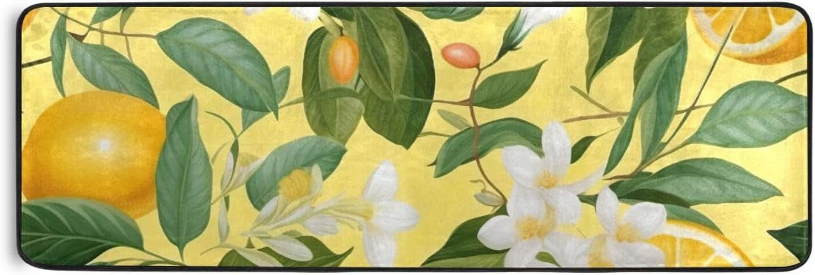 GZHJMY Lemon and Flowers Area Rug - 2' x 6' Washable Runner Rugs with ...