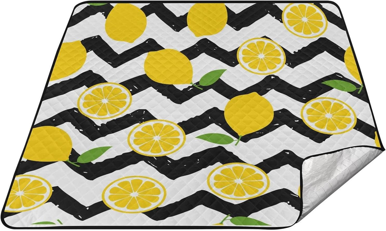 GZHJMY Lemon Pattern Large Picnic & Outdoor Beach Blanket, Waterproof ...
