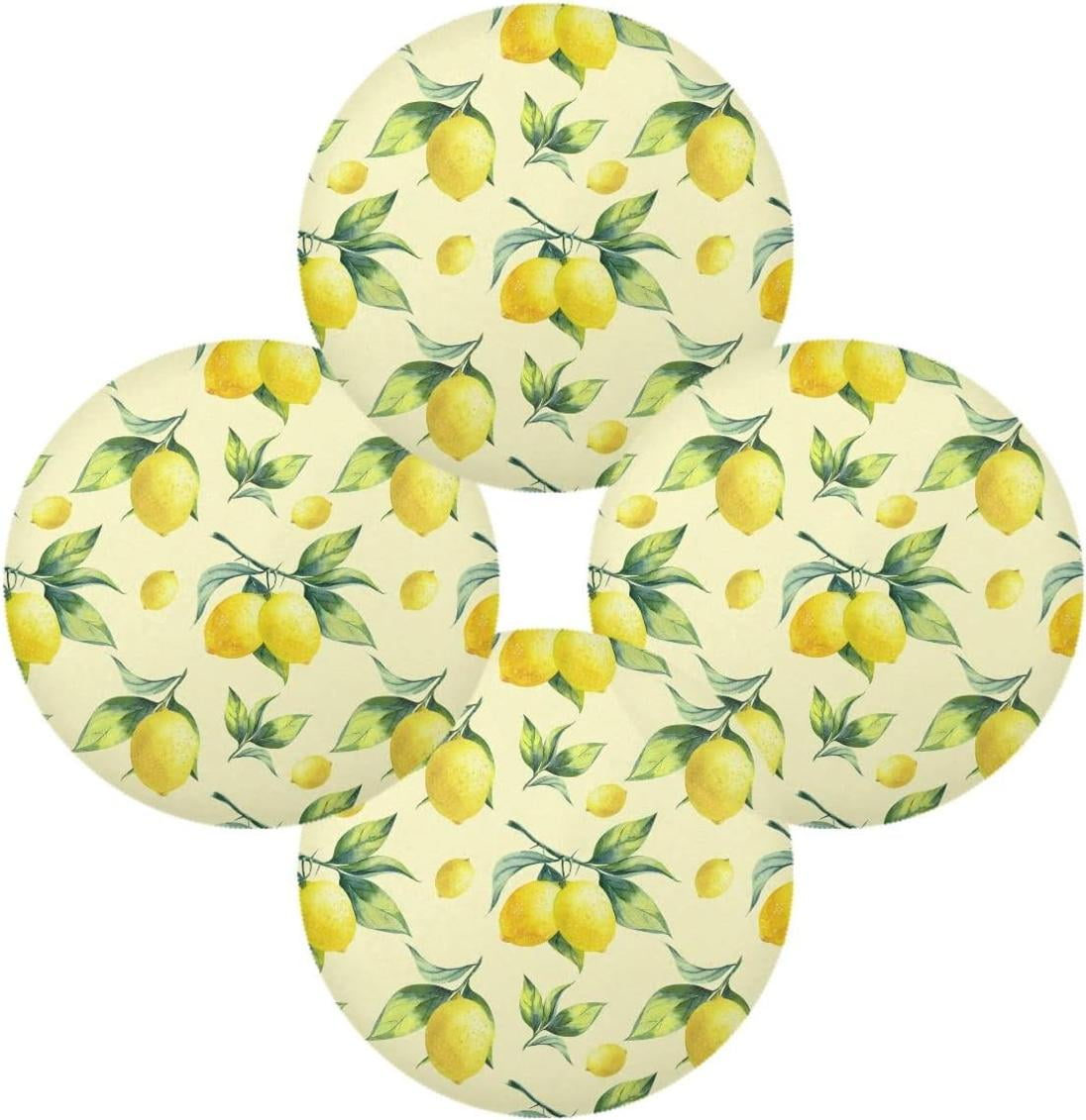 GZHJMY Lemon Round Placemats Set of 4, Non-Slip Heat Resistant Washable ...