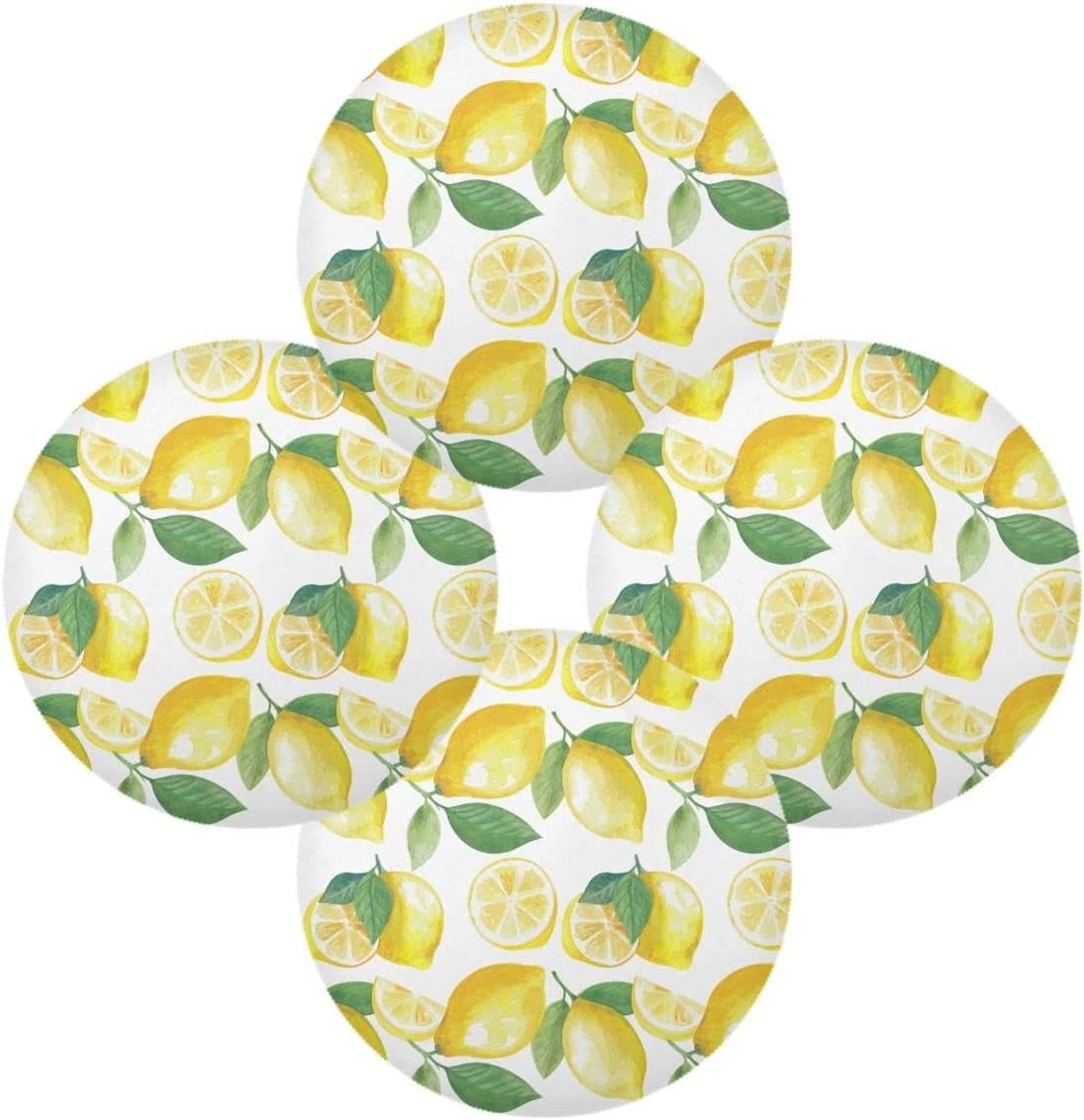 GZHJMY Lemon Round Placemats Set of 4, Non-Slip Heat Resistant Washable ...