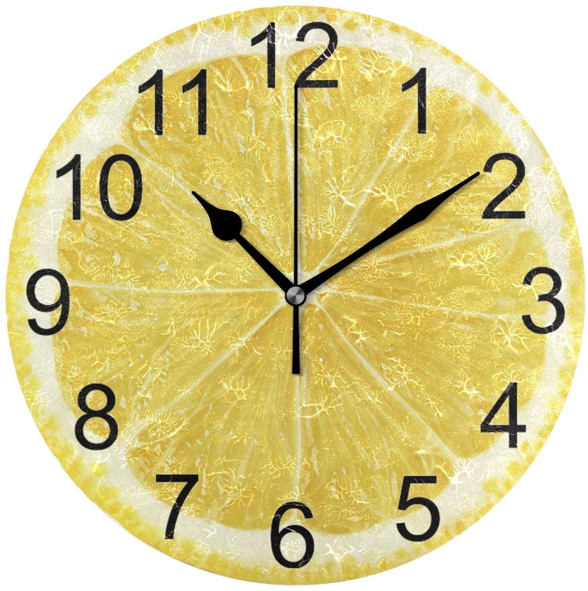 GZHJMY Lemon Round Wall Clock Fruit Lemon Silent Non Ticking Wall ...