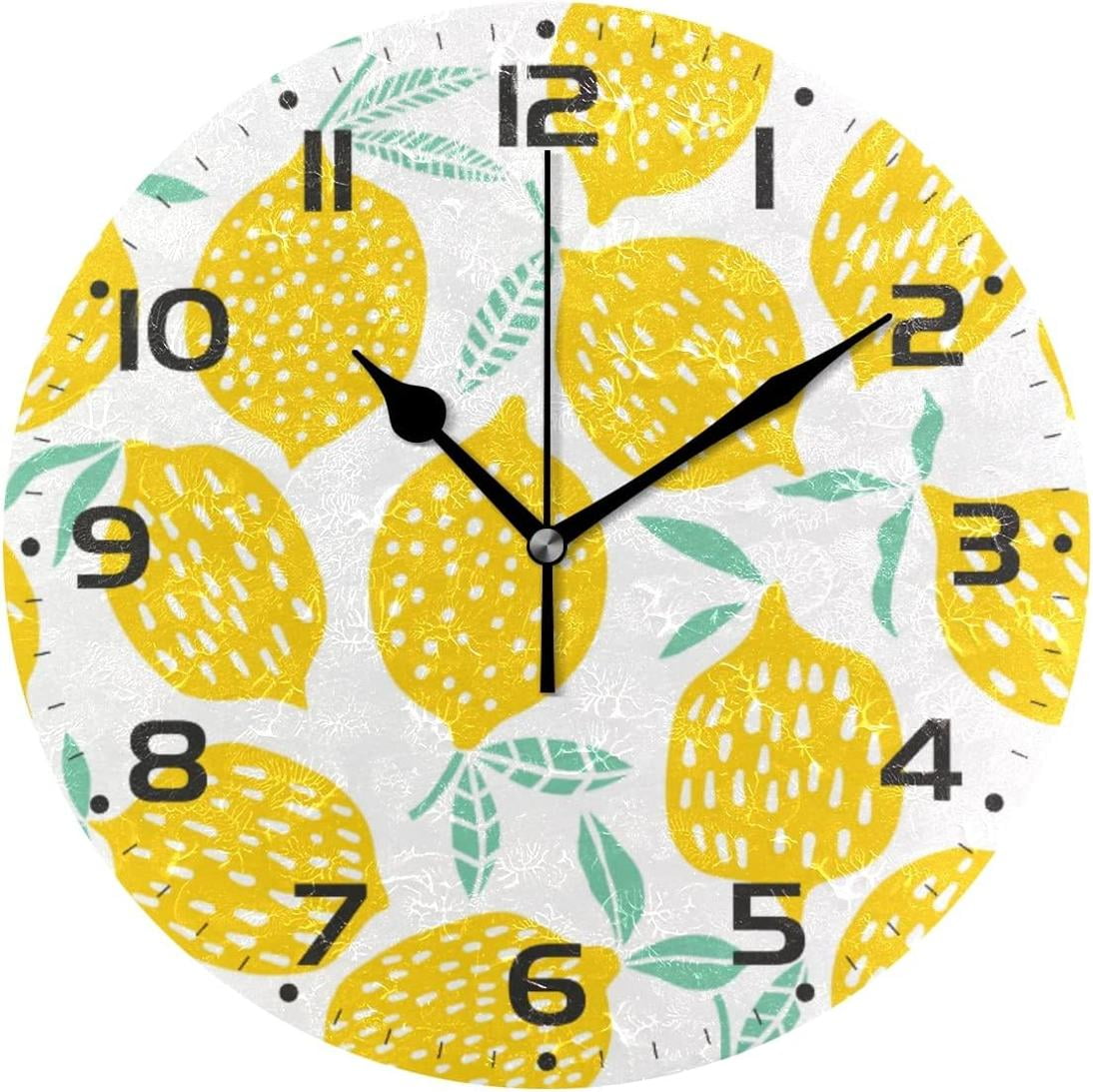 GZHJMY Lemon Wall Clock, 10" Silent Non Ticking Round Clock, Oil ...