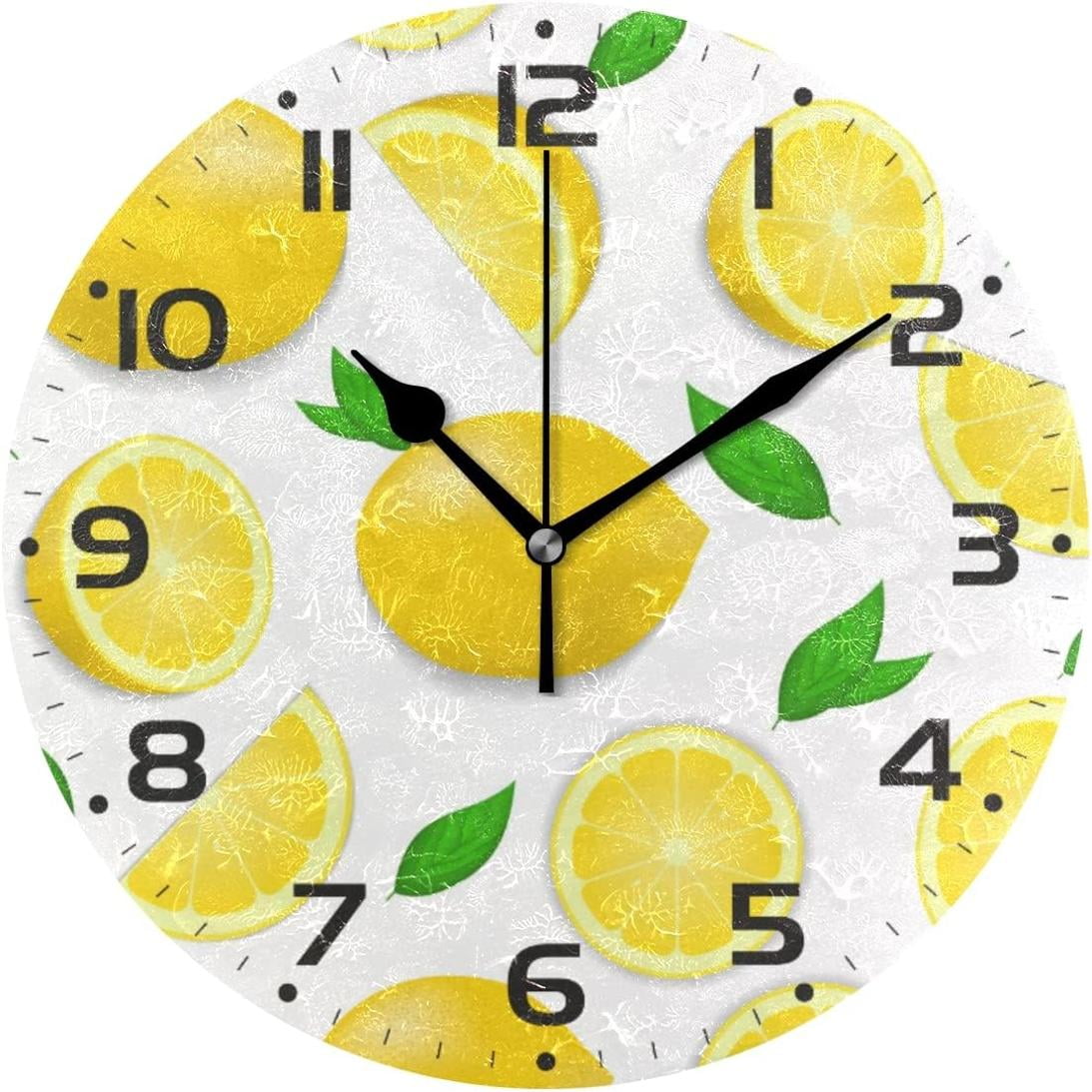 GZHJMY Lemon Wall Clock, 10" Silent Non Ticking Round Clock, Oil ...