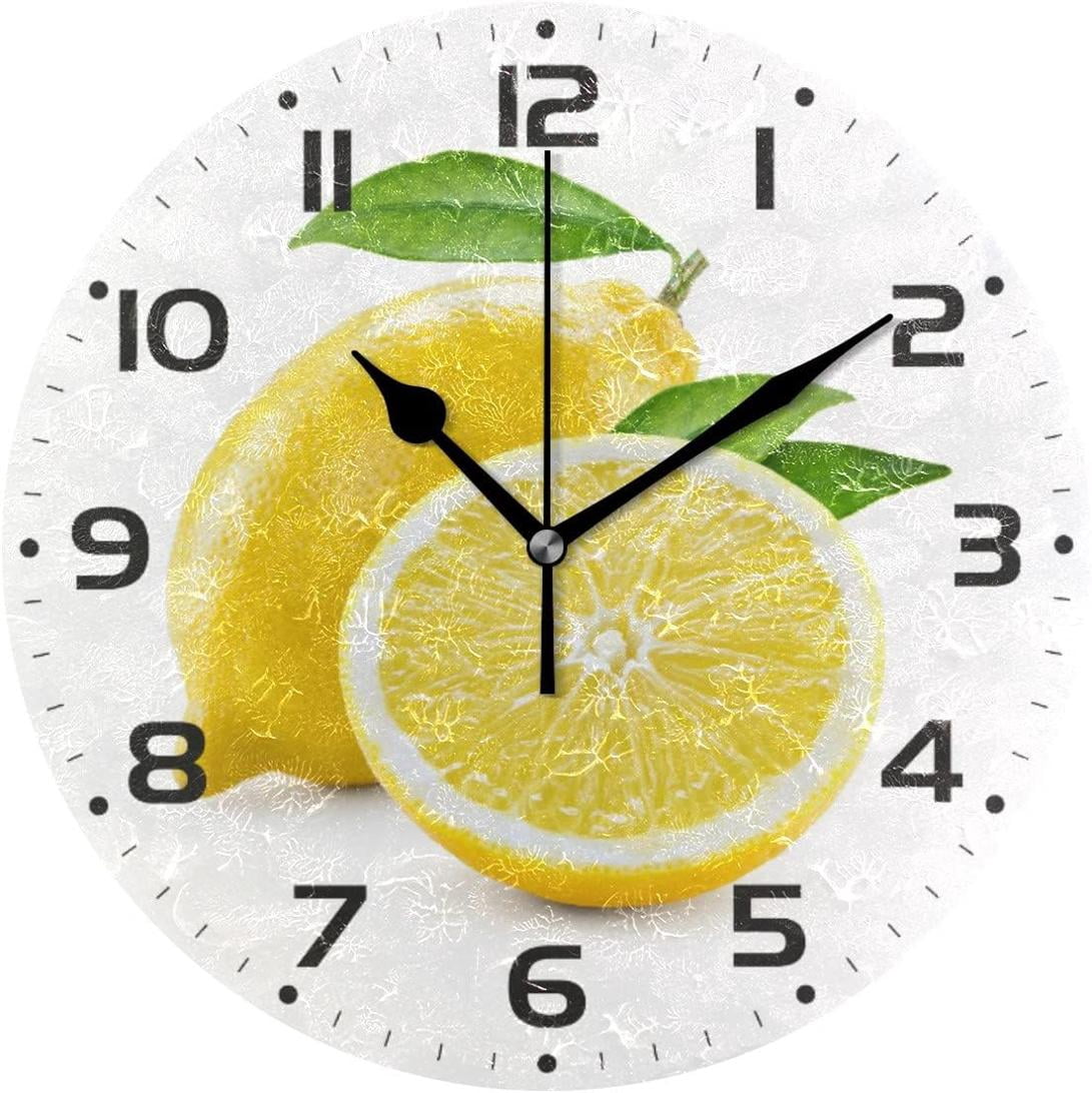 GZHJMY Lemon Wall Clock, 10" Silent Non Ticking Round Clock, Oil ...