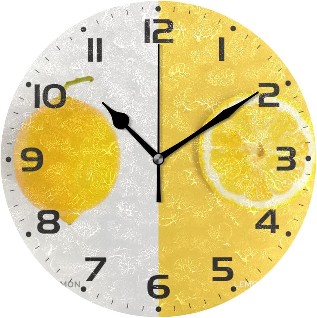 GZHJMY Lemon Wall Clock, 10" Silent Non Ticking Round Clock, Oil ...