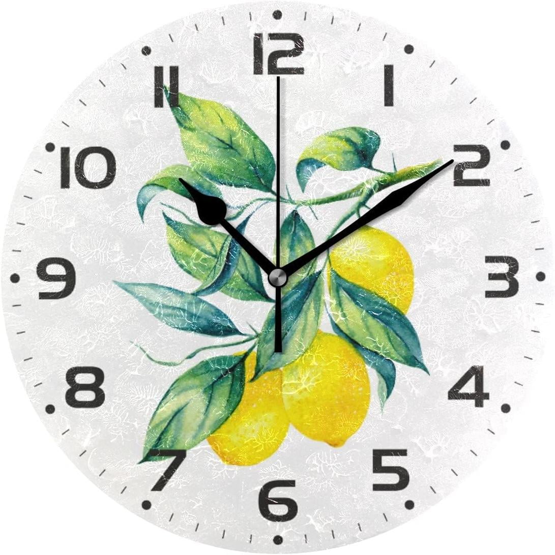 GZHJMY Lemon Wall Clock, 10" Silent Non Ticking Round Clock, Oil ...