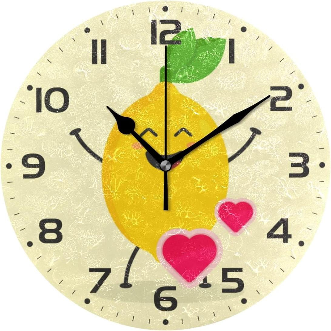 GZHJMY Lemon Wall Clock, 10" Silent Non Ticking Round Clock, Oil ...