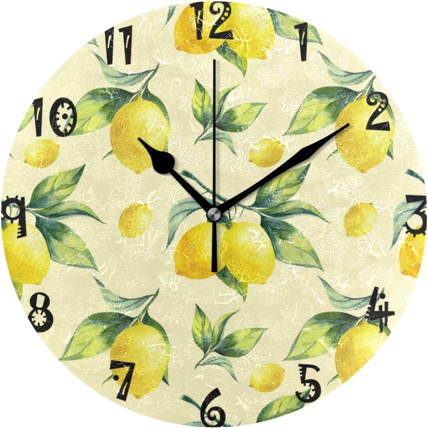 GZHJMY Lemon Wall Clock,Silent Non Ticking 10 Inch Battery Operated ...