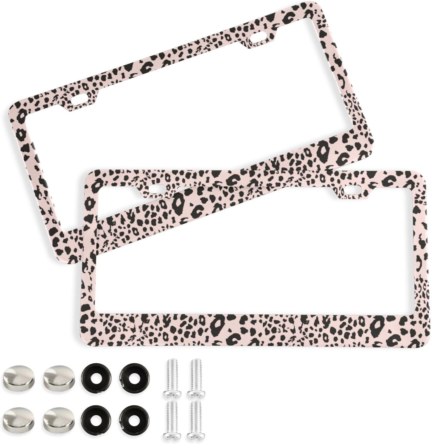 GZHJMY Leopard Cheetah Print Pink License Plate Frames for Women Men 2 ...