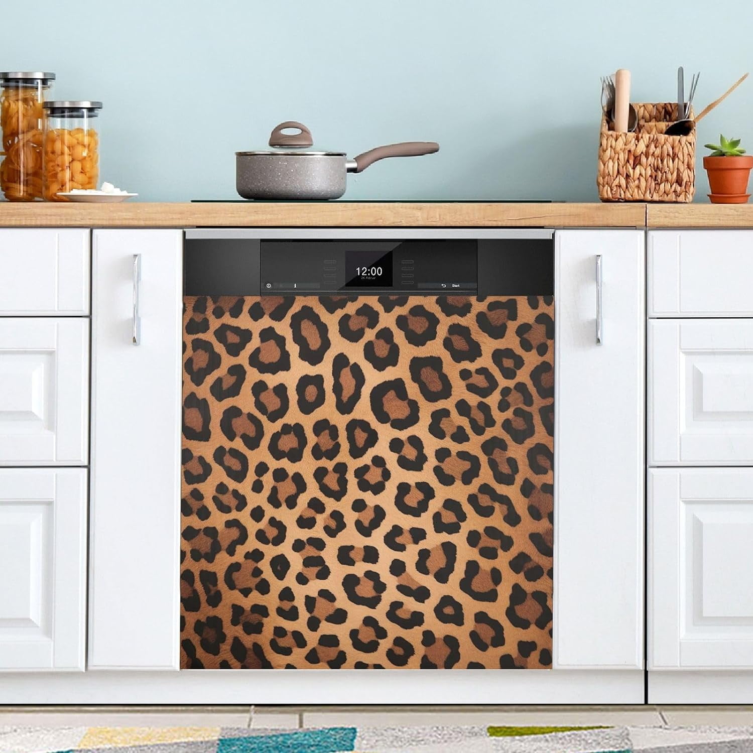 GZHJMY Leopard Print Dishwasher Magnet Cover Dishwasher Front Door ...