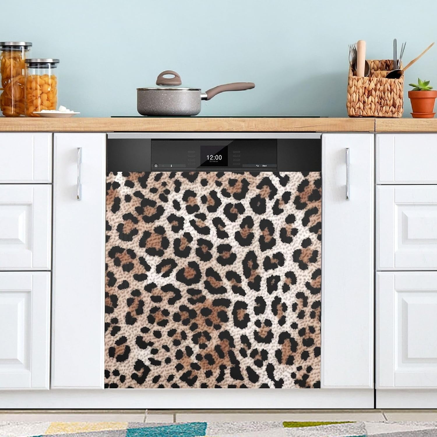 GZHJMY Leopard Print Dishwasher Magnet Cover Dishwasher Front Door ...