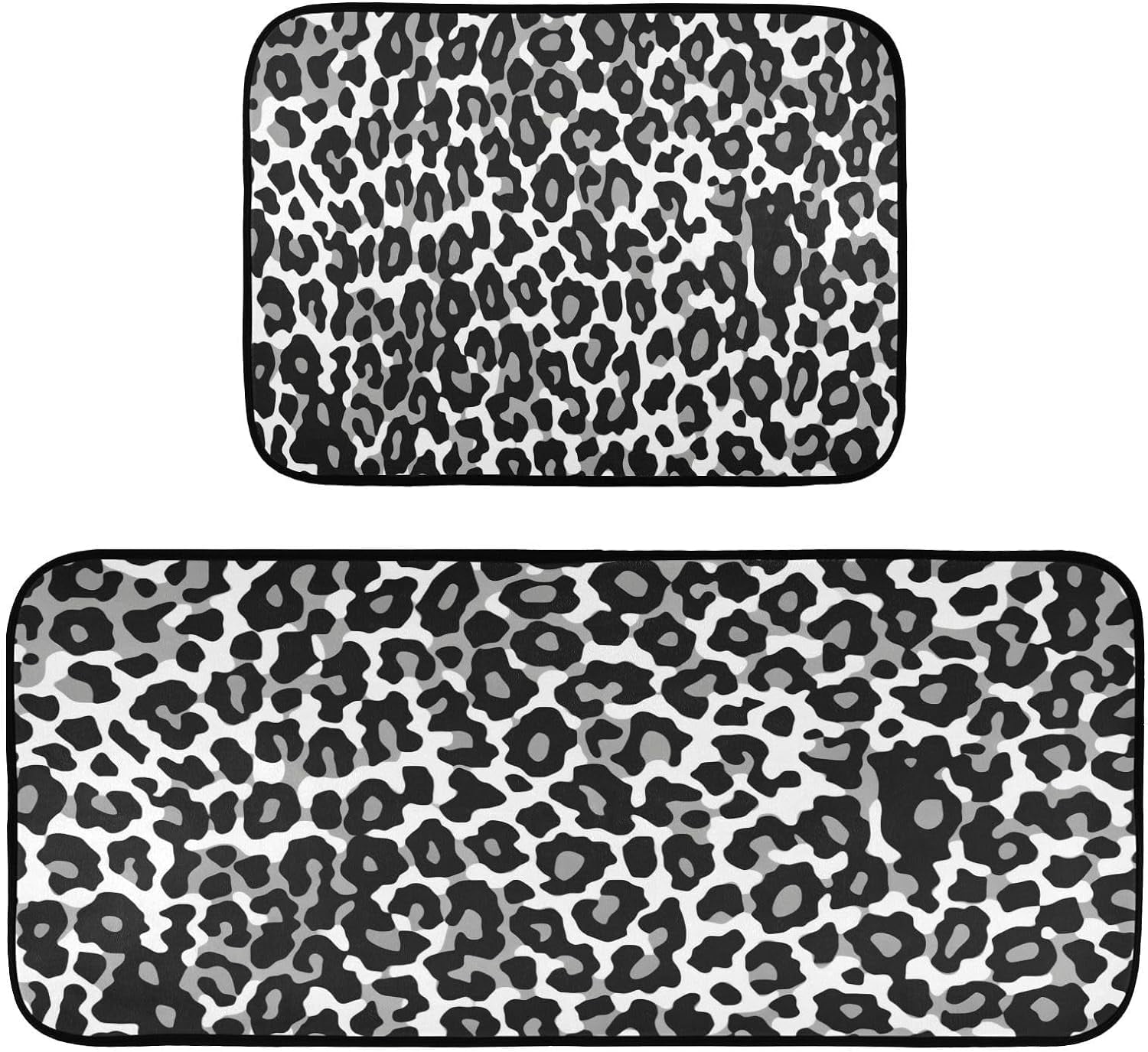 GZHJMY Leopard Print Kitchen Mats 2 PCS,Anti-Fatigue Non Slip Kitchen ...