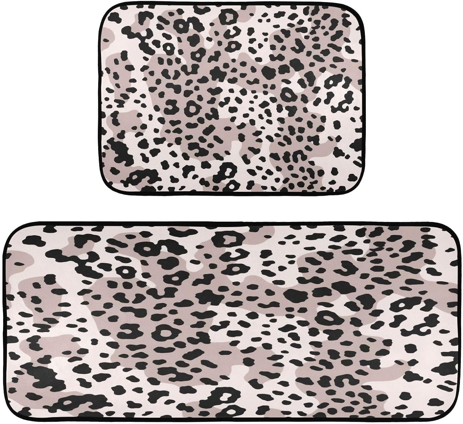 GZHJMY Leopard Print Kitchen Rug Set of 2 Non Slip Washable Cushioned ...