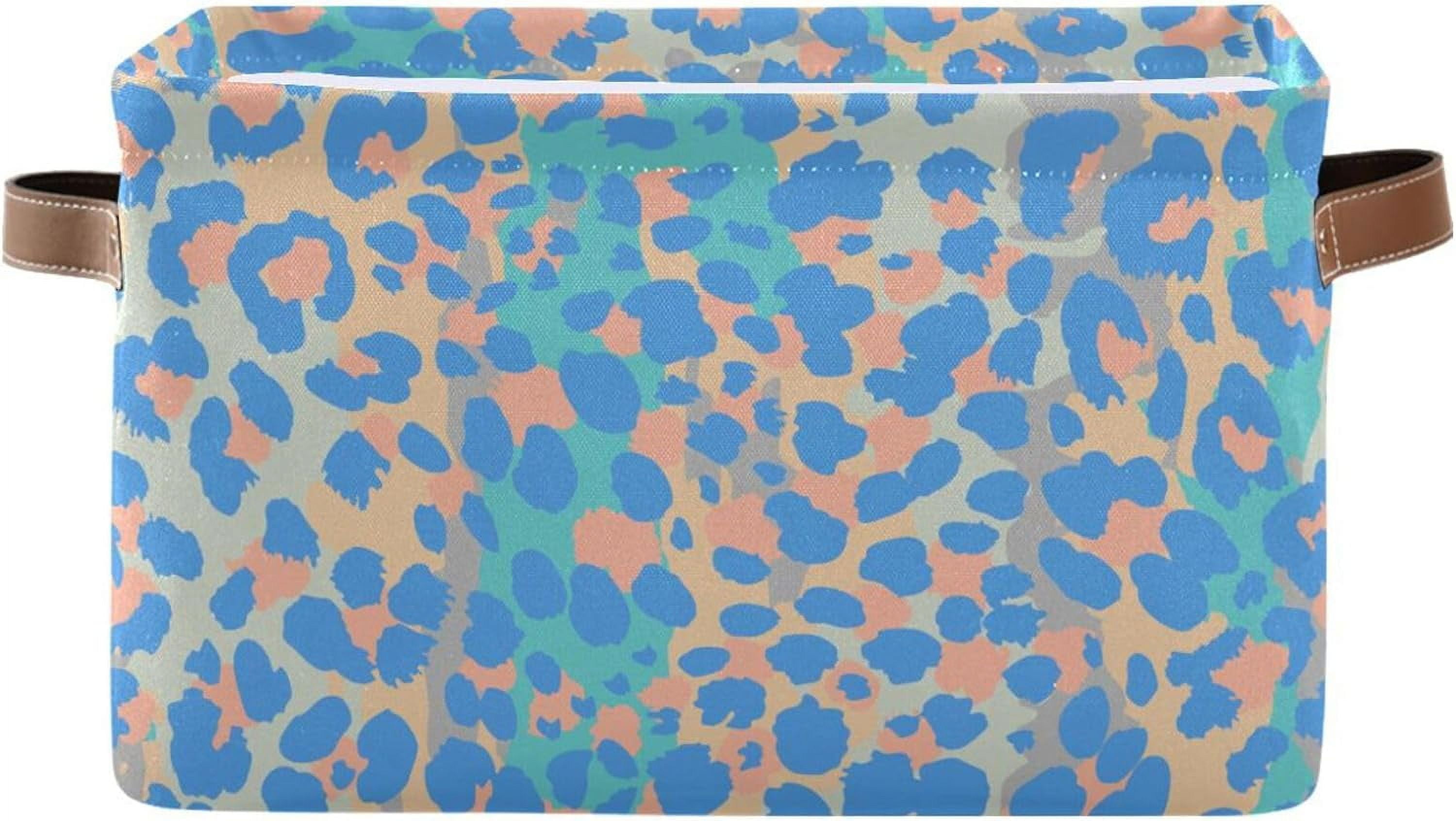 GZHJMY Leopard Print Storage Basket, Durable Canvas With Handles Large ...