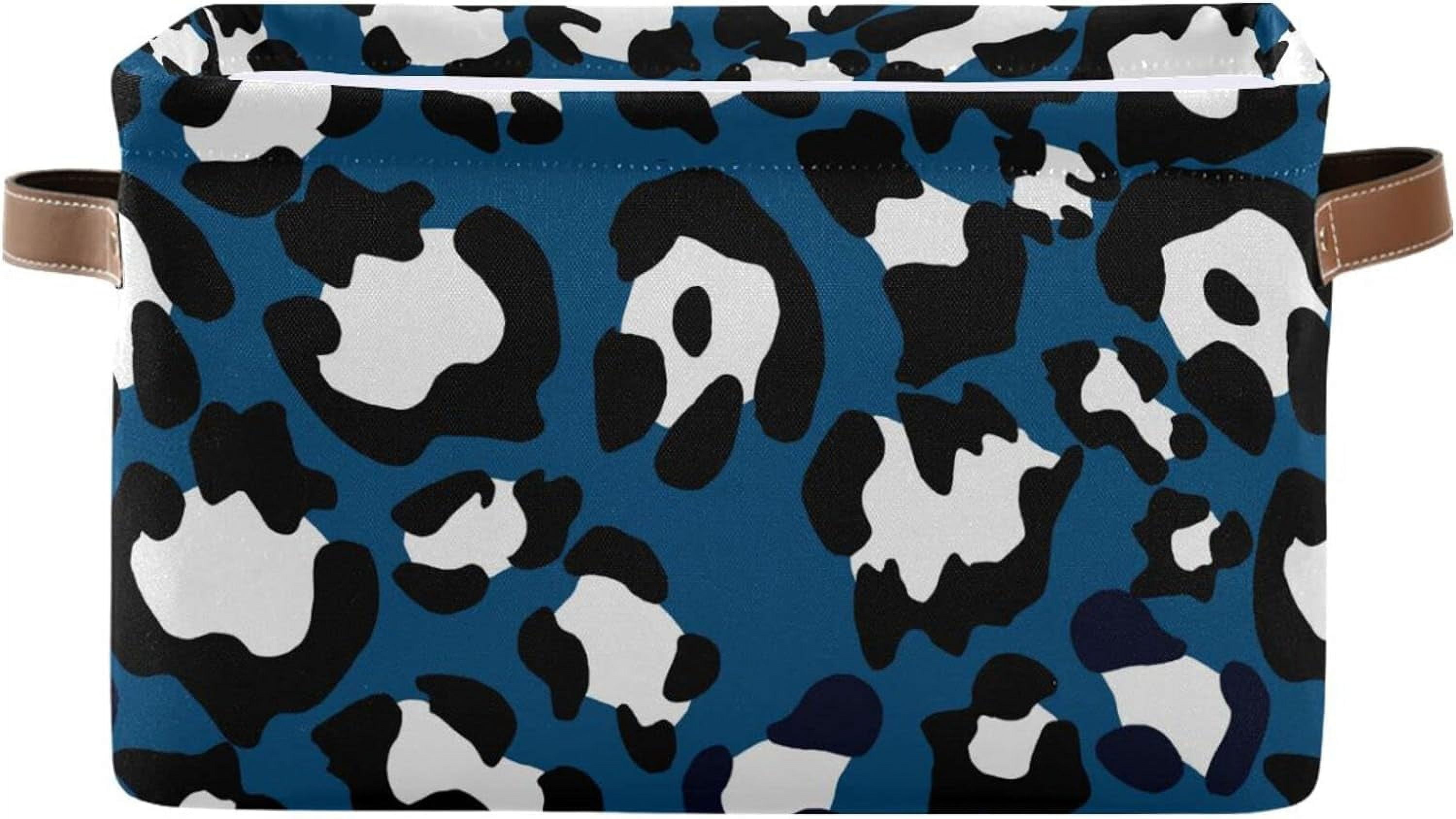 GZHJMY Leopard Print Storage Basket with Handles Collapsible Storage ...
