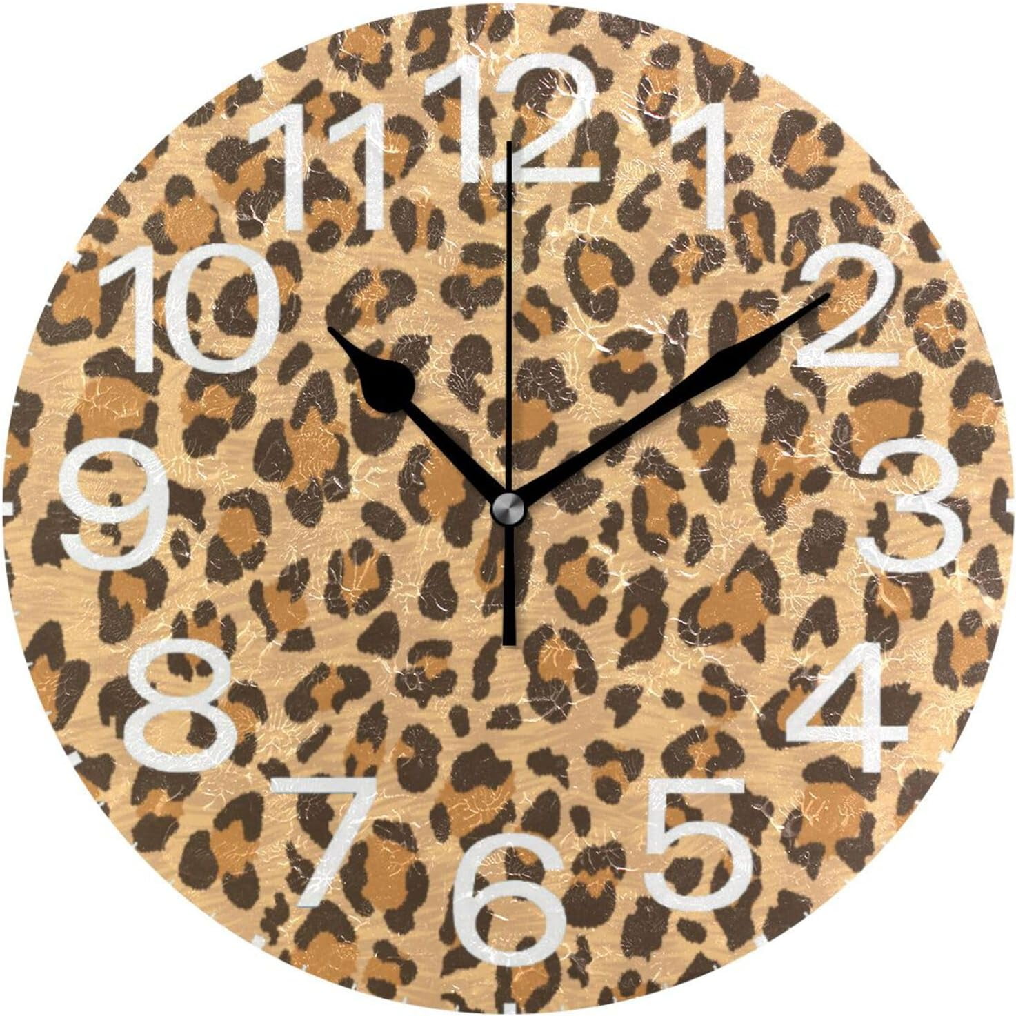 GZHJMY Leopard Print Wall Clock,Silent Non Ticking 10 Inch Battery ...