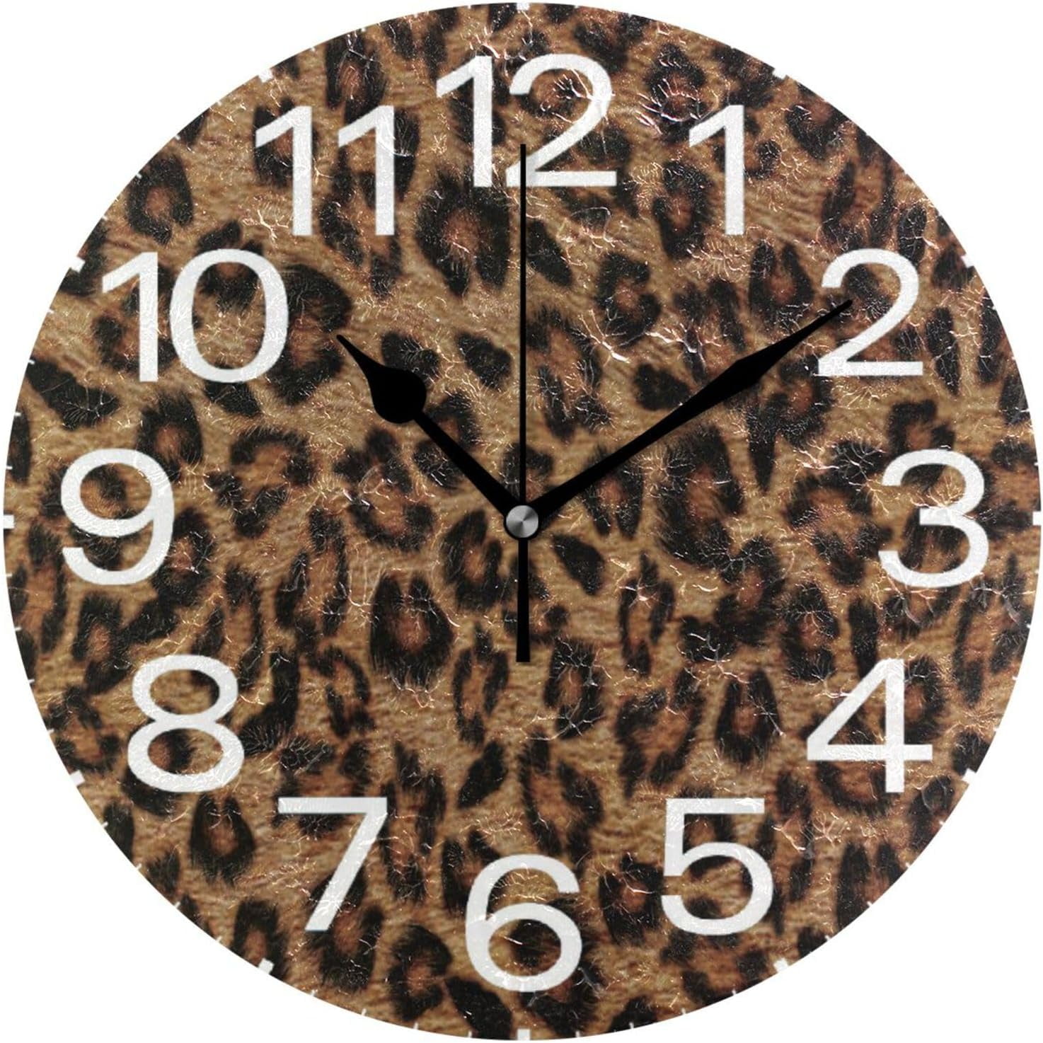 GZHJMY Leopard Print Wall Clock,Silent Non Ticking 10 Inch Battery ...