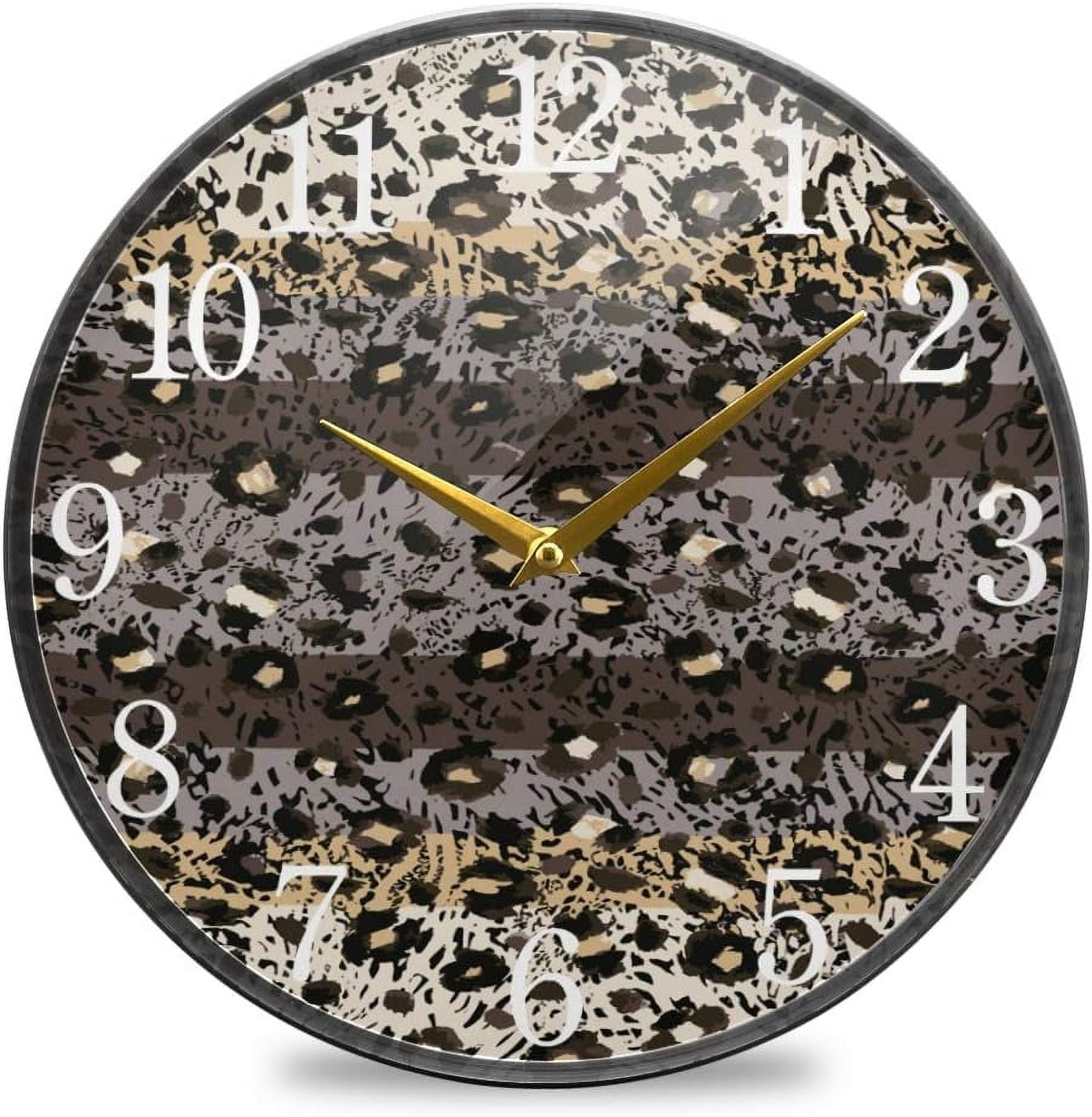 GZHJMY Leopard Spot Pattern Wall Clock Silent Non Ticking 9.5 Inch ...