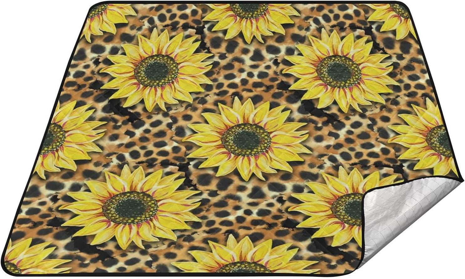 GZHJMY Leopard Sunflower Large Picnic & Outdoor Beach Blanket ...