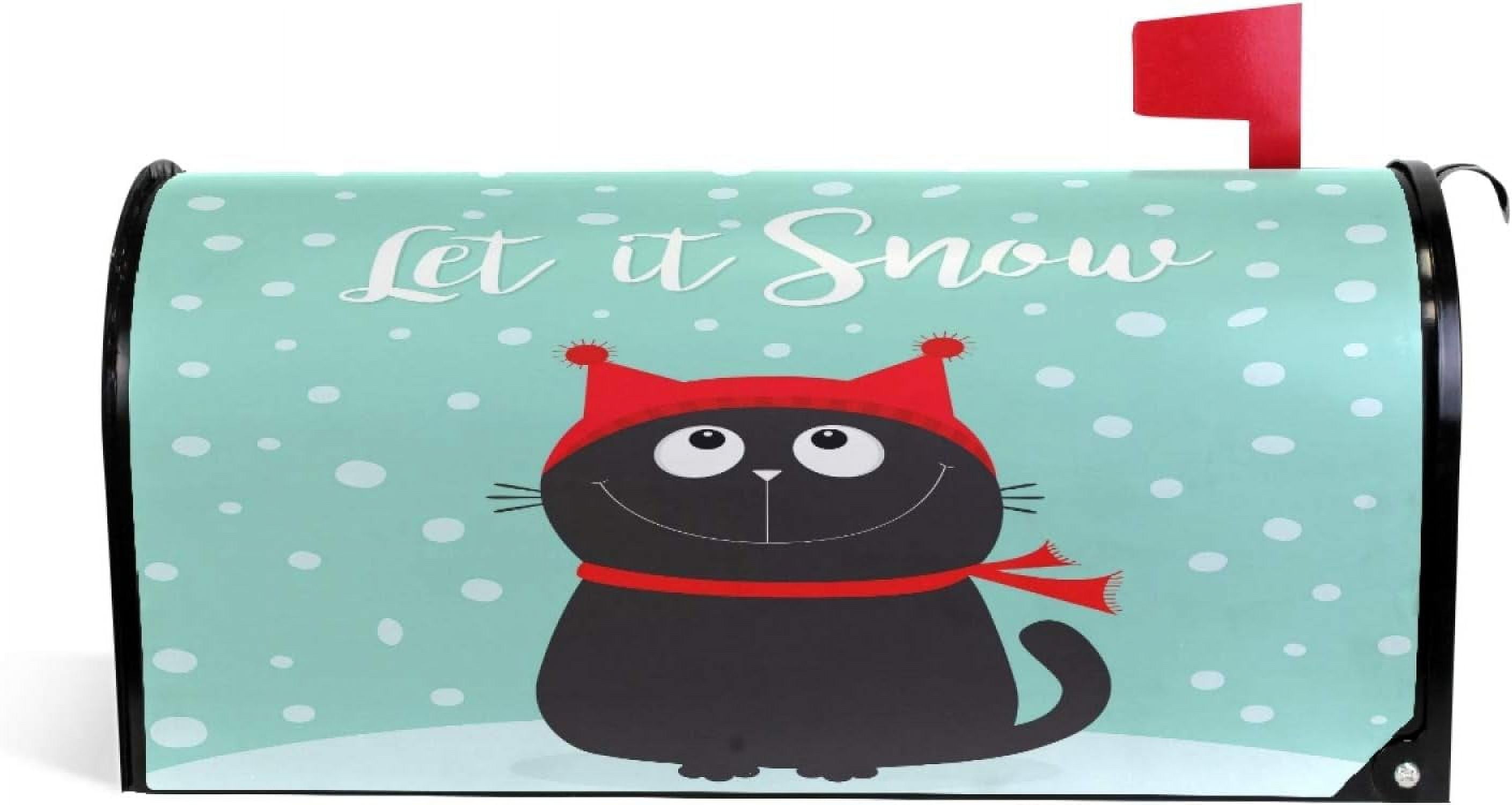 GZHJMY Let It Snow Cute Black Cat Kitten Magnetic Mailbox Cover Letter ...